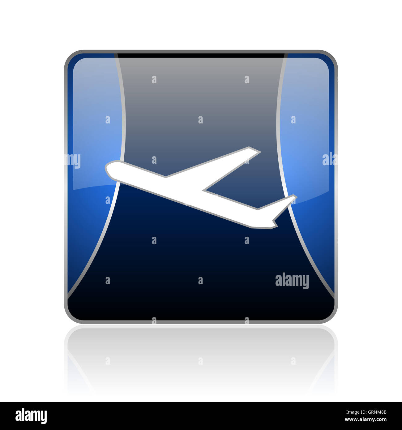 airplane blue square web glossy icon Stock Photo - Alamy