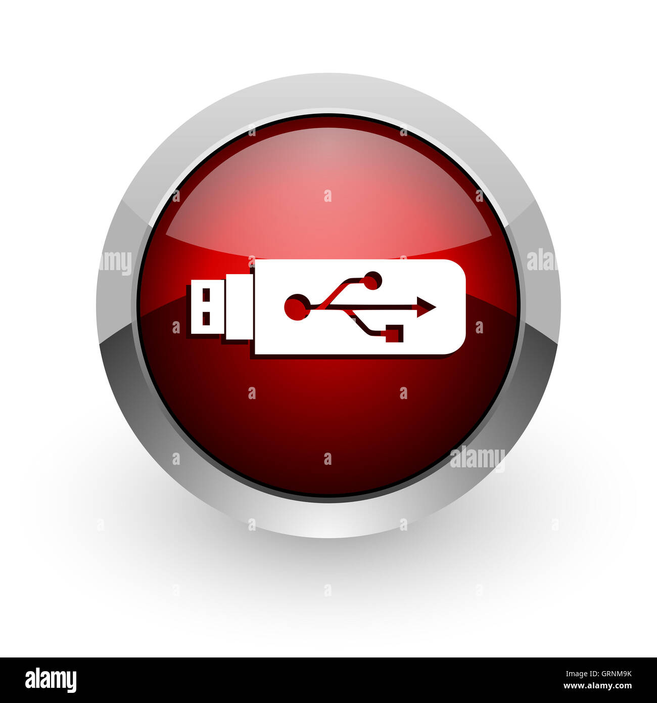 usb red circle web glossy icon Stock Photo - Alamy