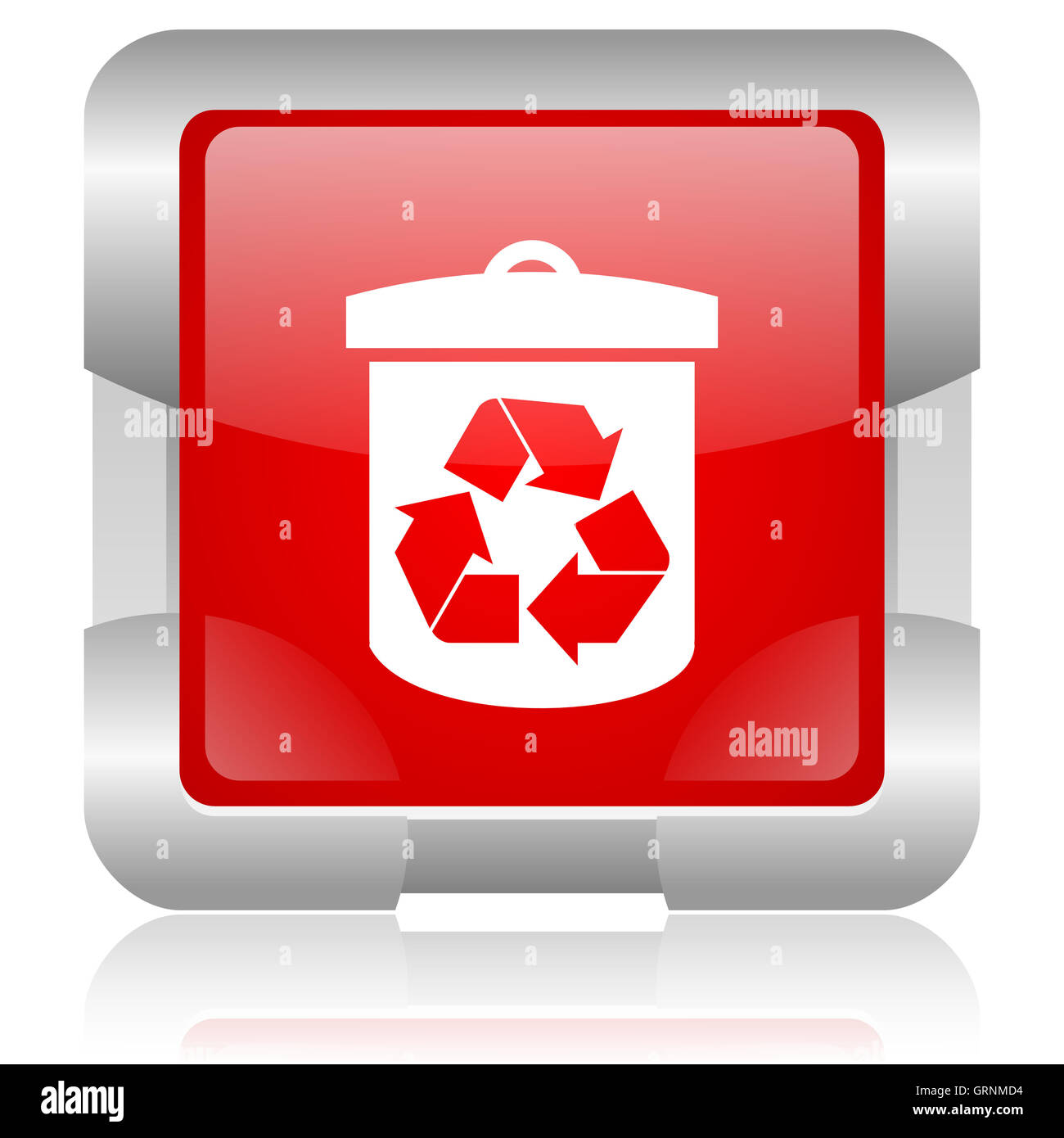 recycle red square web glossy icon Stock Photo - Alamy