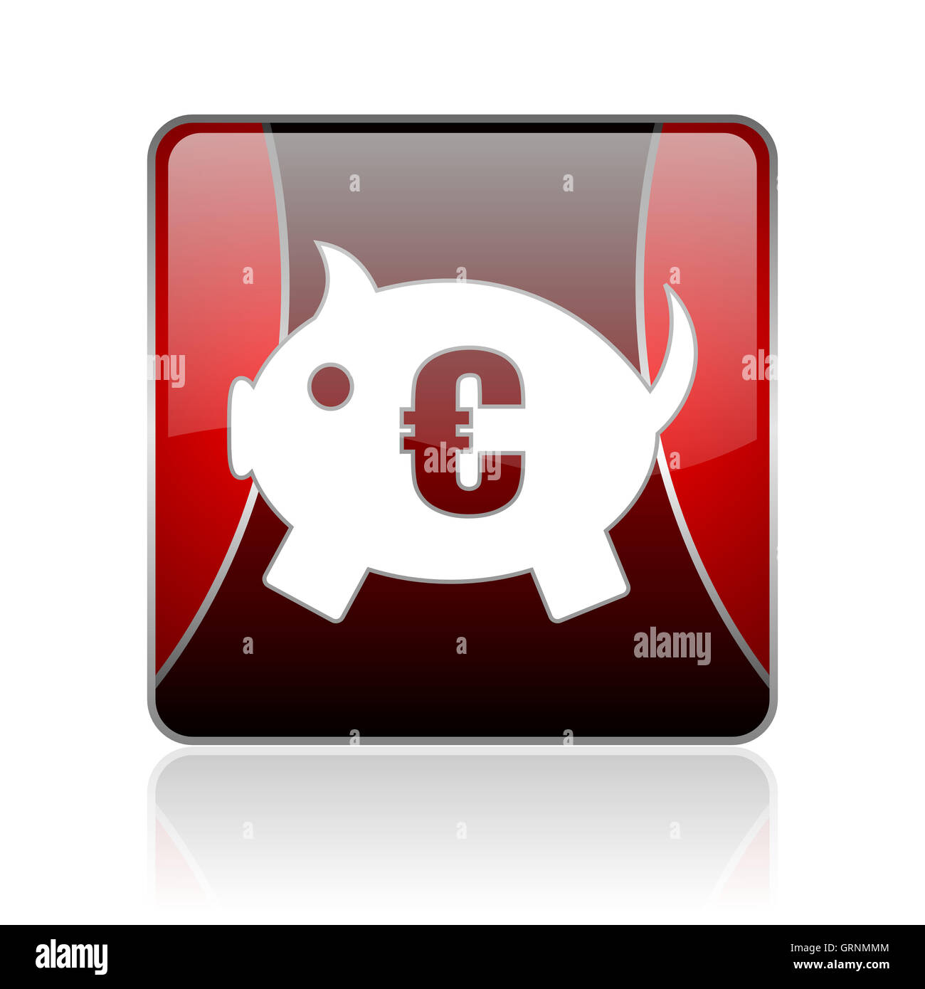 piggy bank red square web glossy icon Stock Photo - Alamy