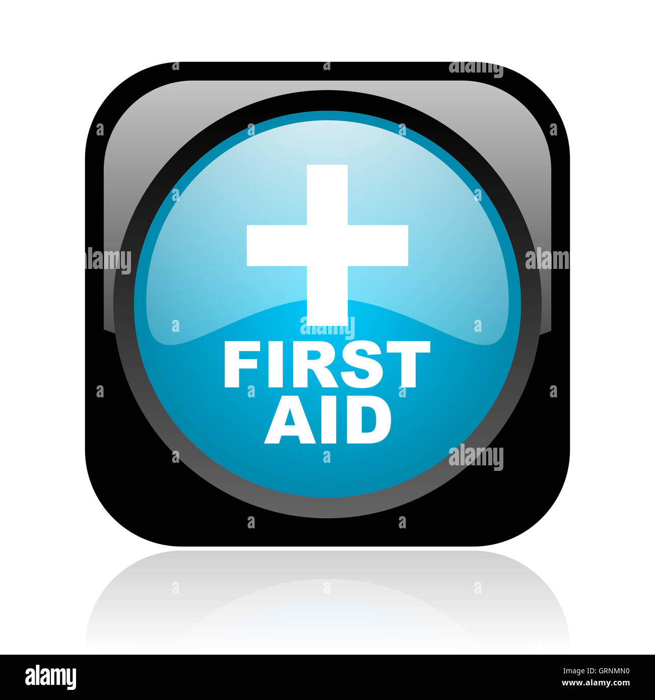 first aid black and blue square web glossy icon Stock Photo - Alamy