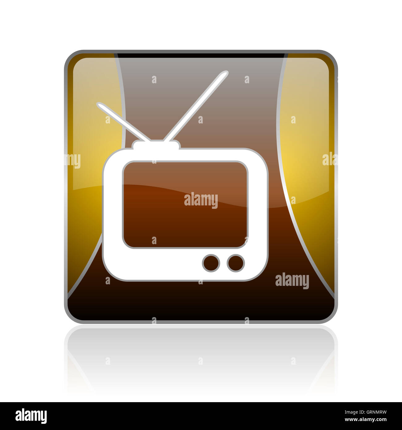 tv golden square web glossy icon Stock Photo - Alamy