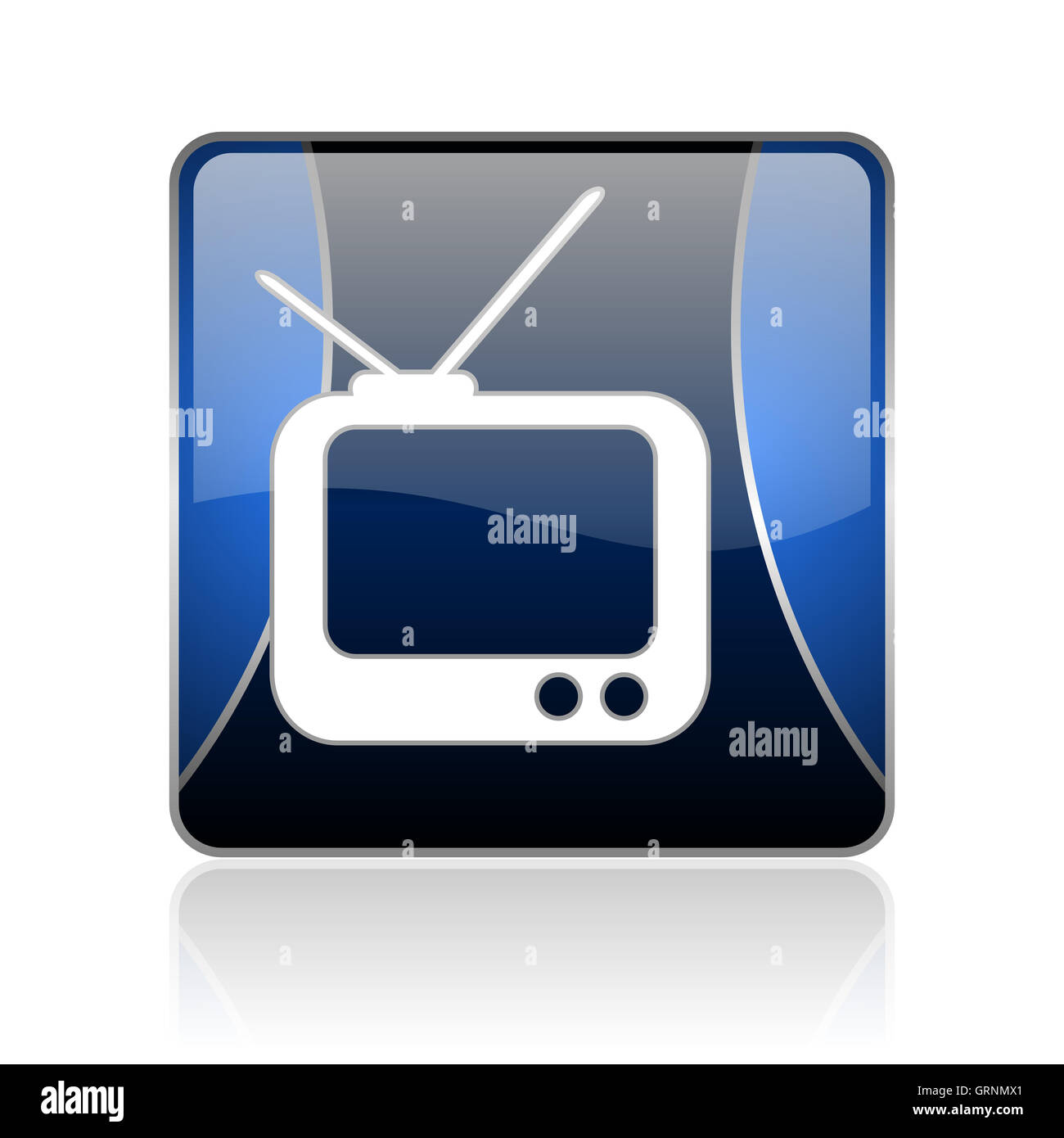 tv blue square web glossy icon Stock Photo - Alamy