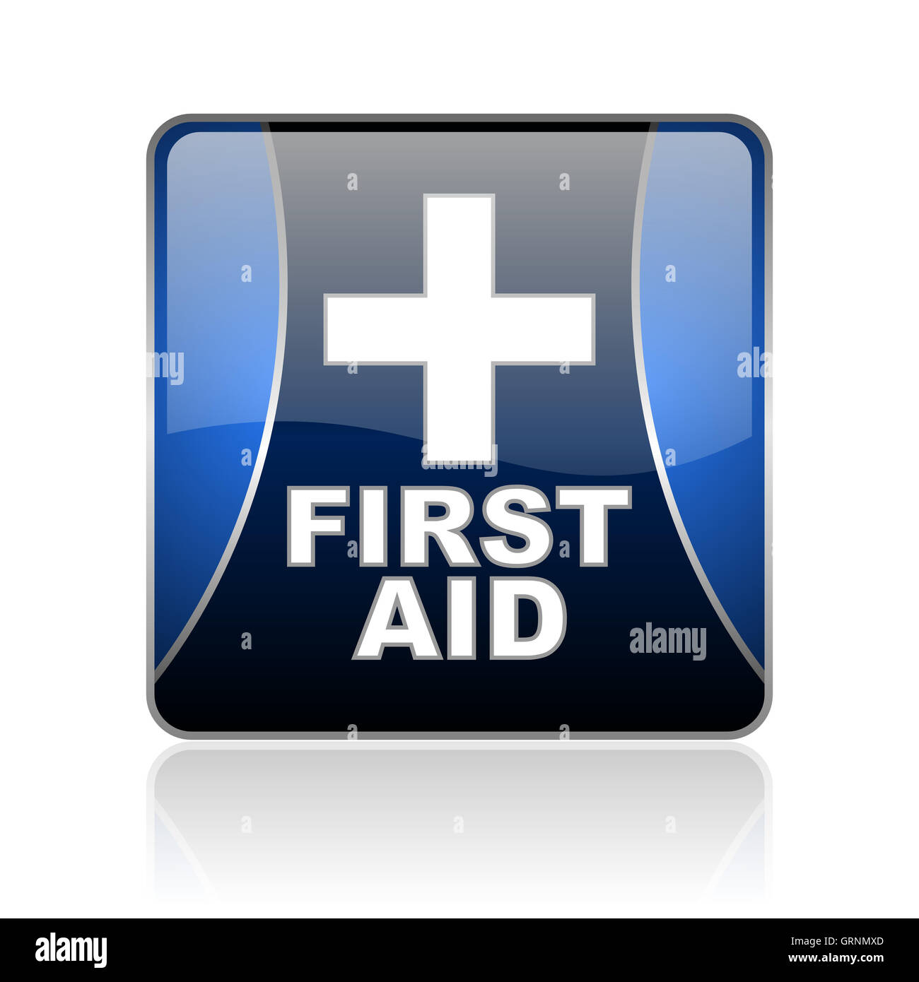 first aid blue square web glossy icon Stock Photo - Alamy