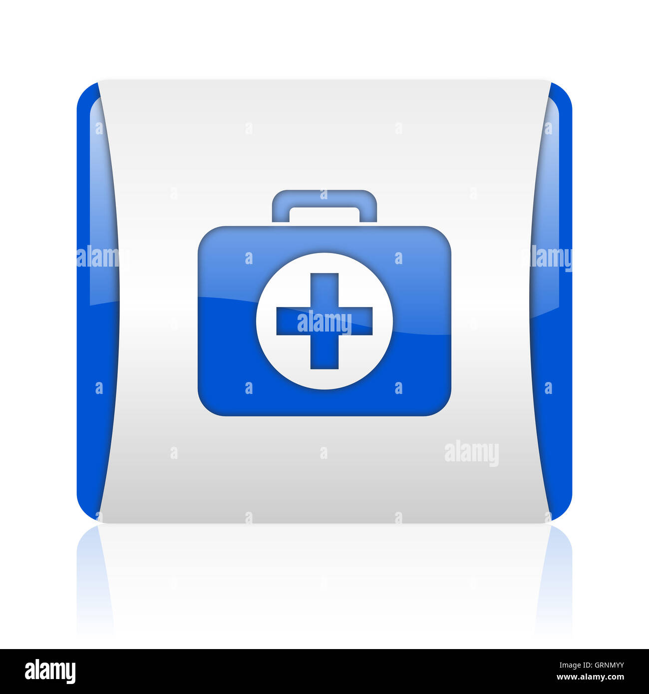 first aid kit blue square web glossy icon Stock Photo - Alamy