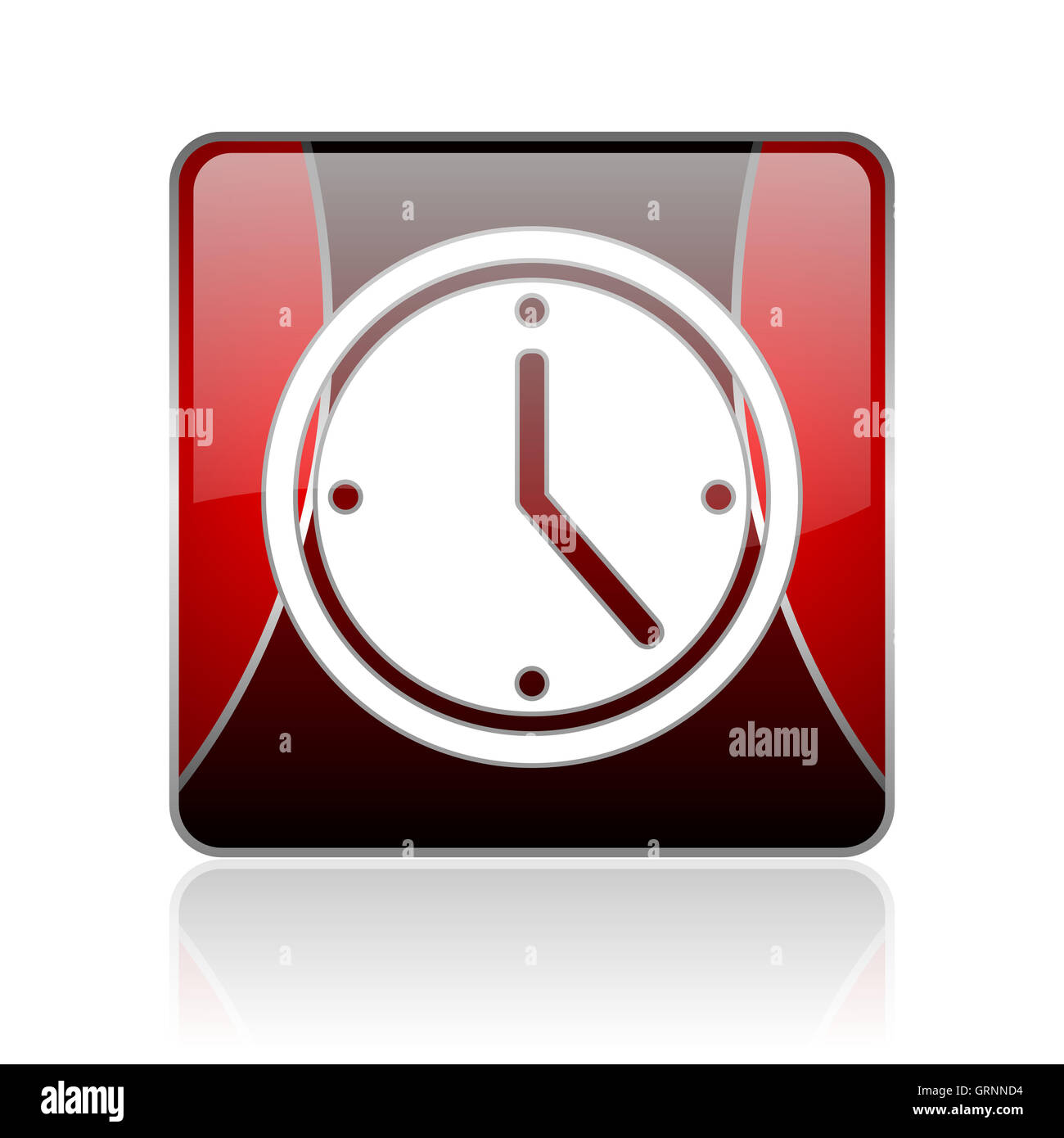 clock red square web glossy icon Stock Photo - Alamy