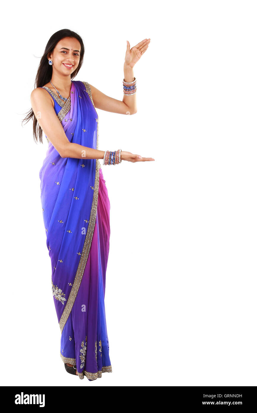 Young woman presenting Stock Photo - Alamy