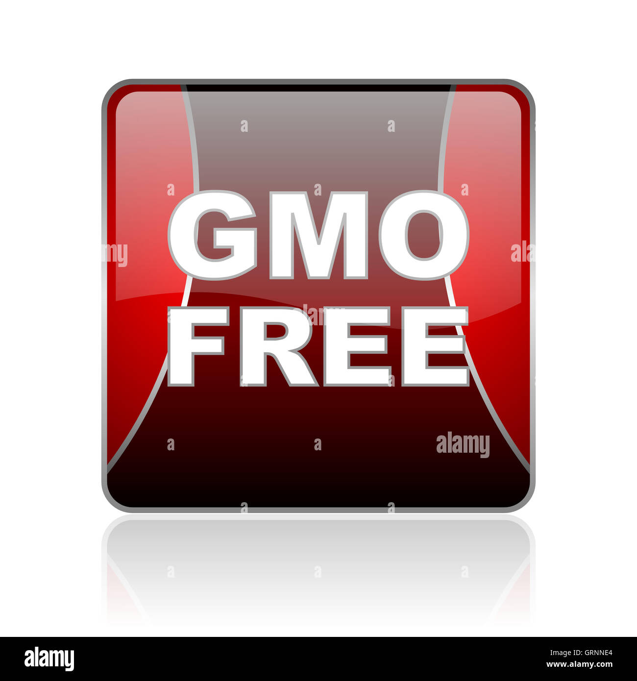 gmo free red square web glossy icon Stock Photo - Alamy