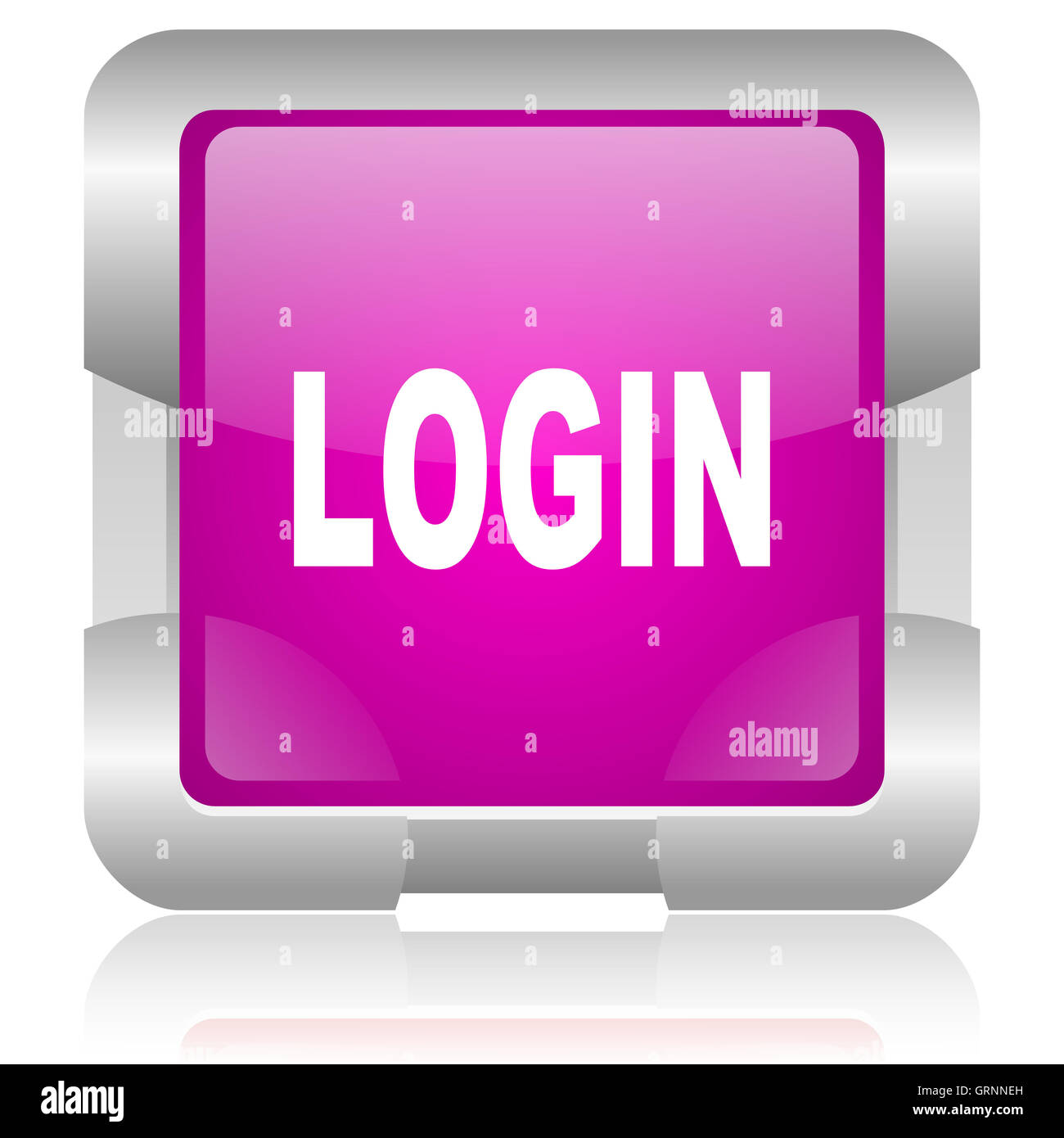 login pink square web glossy icon Stock Photo - Alamy