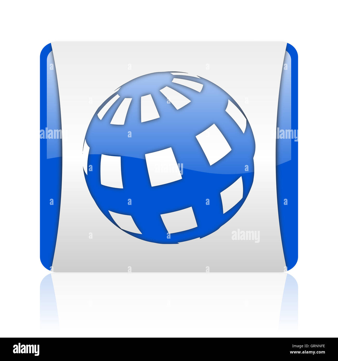 earth blue square web glossy icon Stock Photo - Alamy