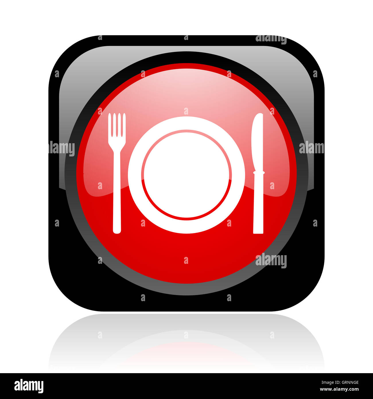 food black and red square web glossy icon Stock Photo - Alamy