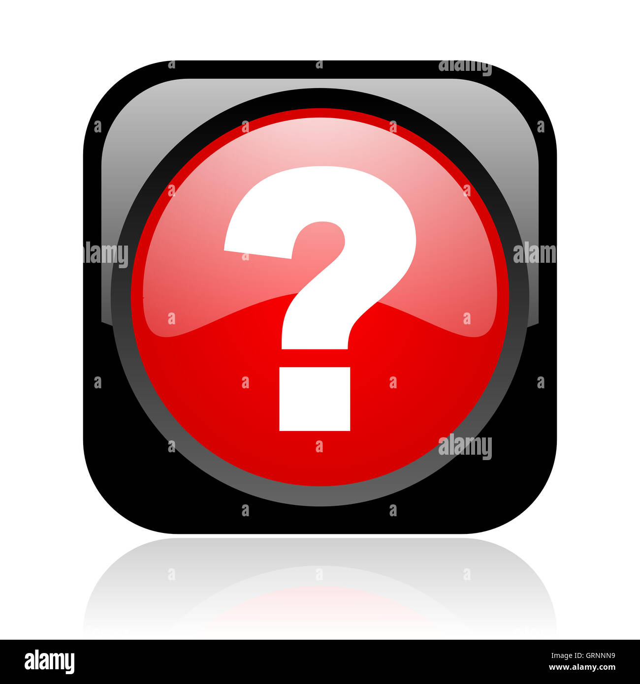 question mark black and red square web glossy icon Stock Photo - Alamy