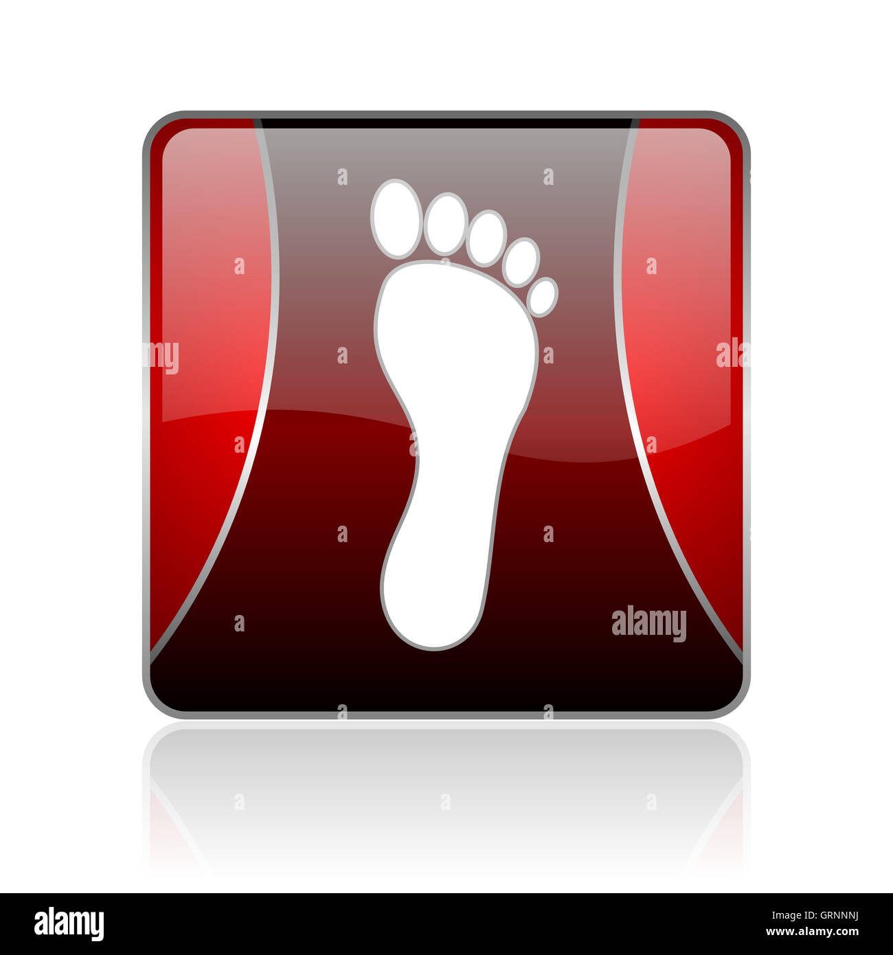 footprint red square web glossy icon Stock Photo - Alamy