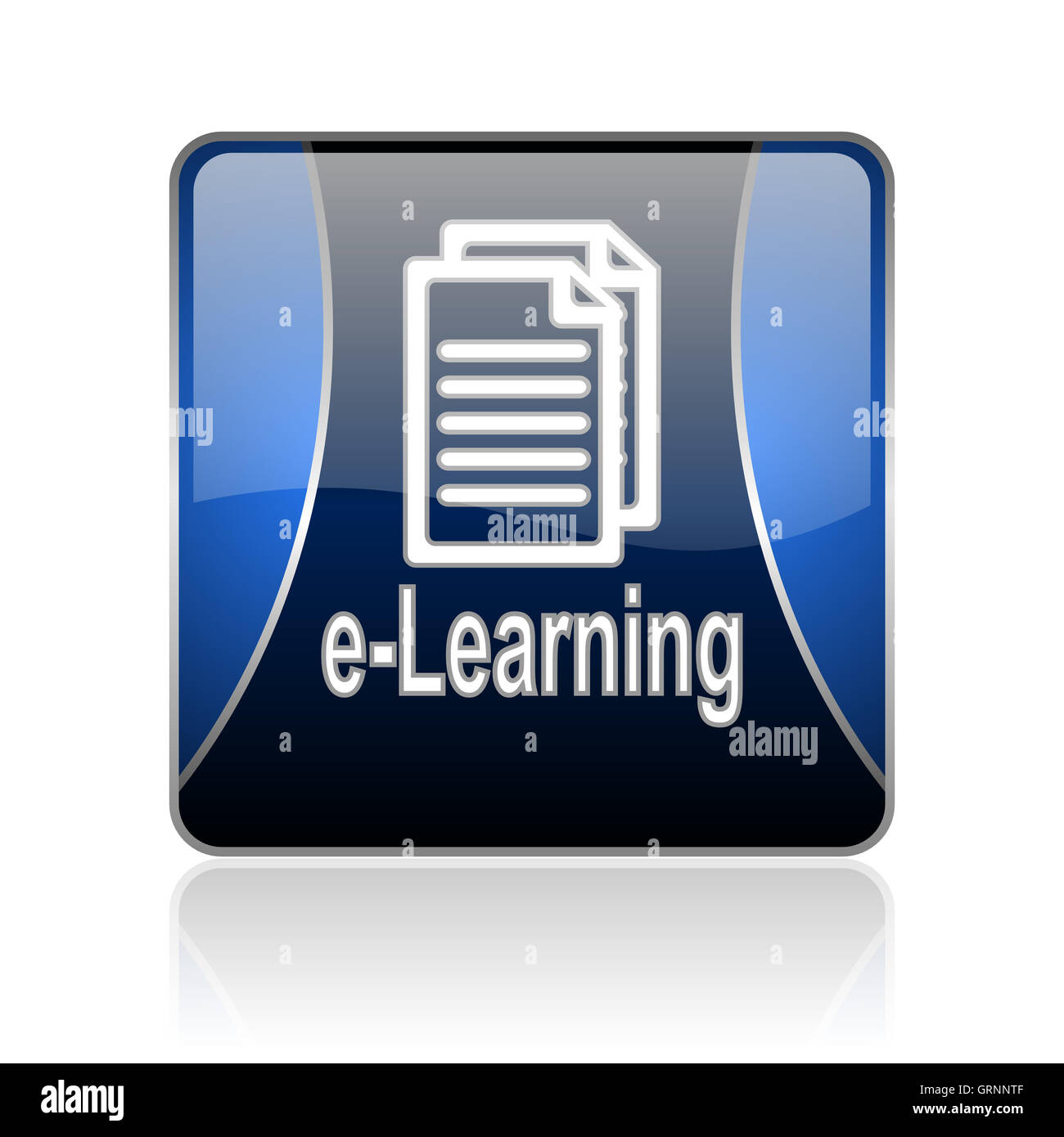 e-learning blue square web glossy icon Stock Photo - Alamy