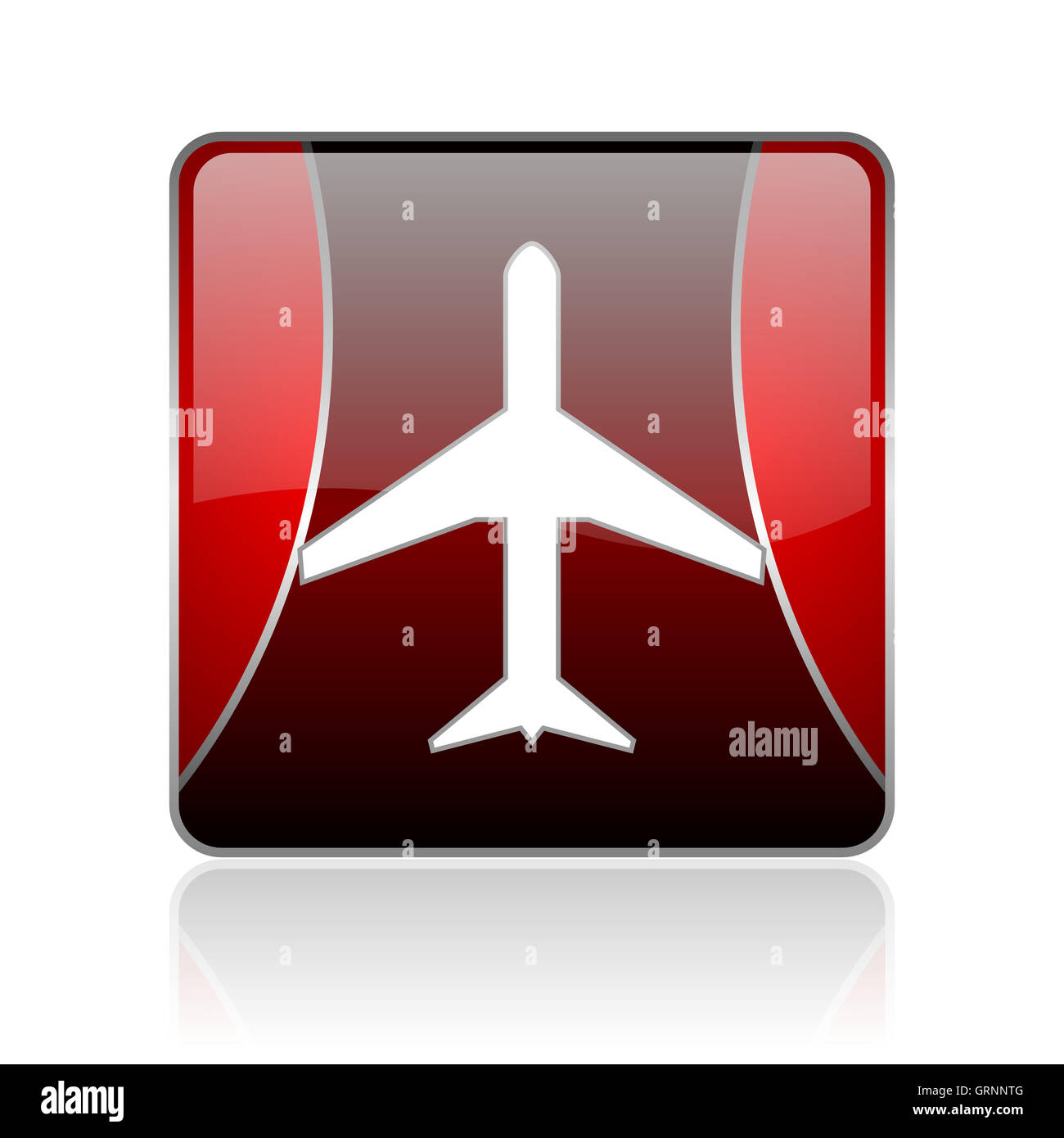 airplane red square web glossy icon Stock Photo - Alamy