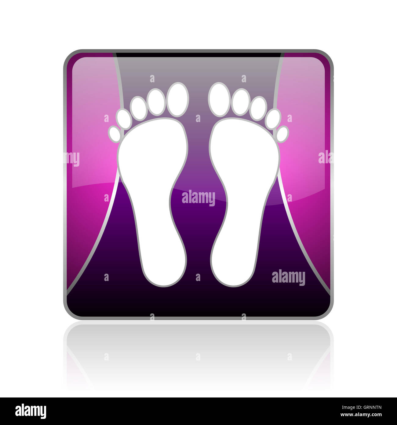 footprint violet square web glossy icon Stock Photo - Alamy