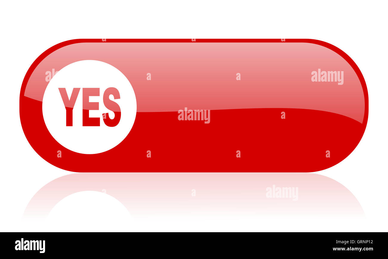 yes red web glossy icon Stock Photo - Alamy