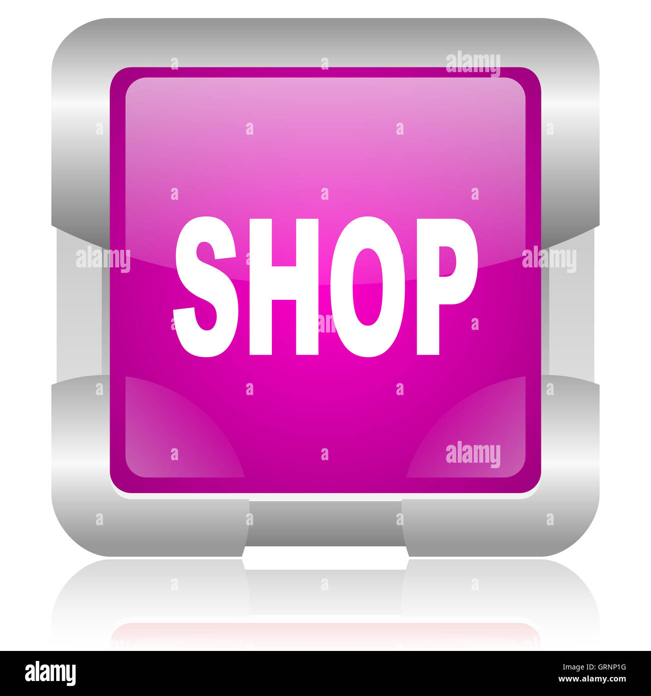 shop pink square web glossy icon Stock Photo - Alamy