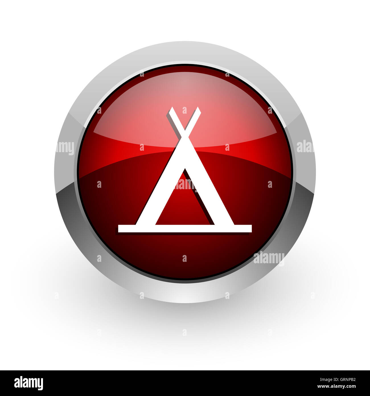 camping red circle web glossy icon Stock Photo - Alamy