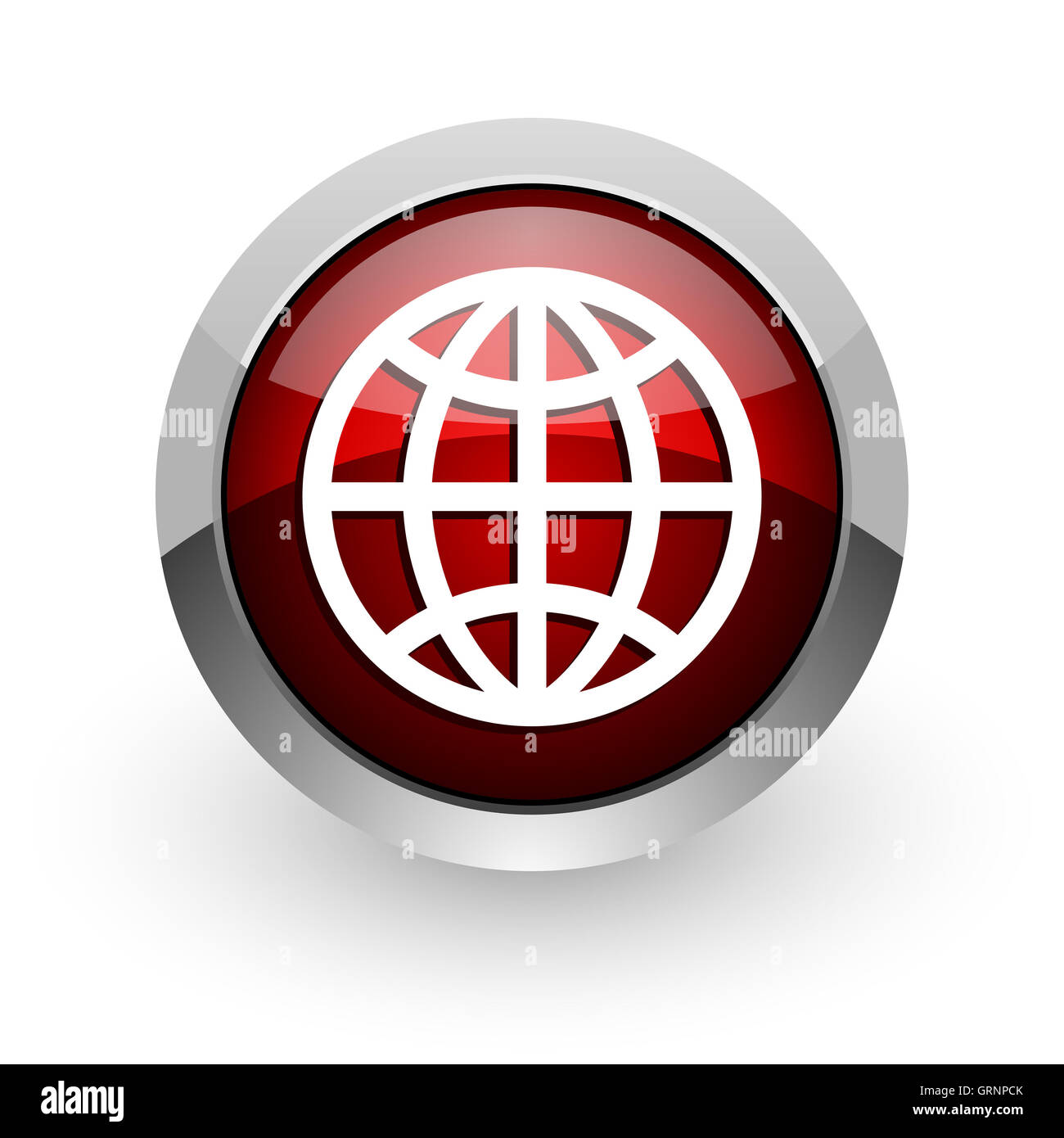 earth red circle web glossy icon Stock Photo - Alamy