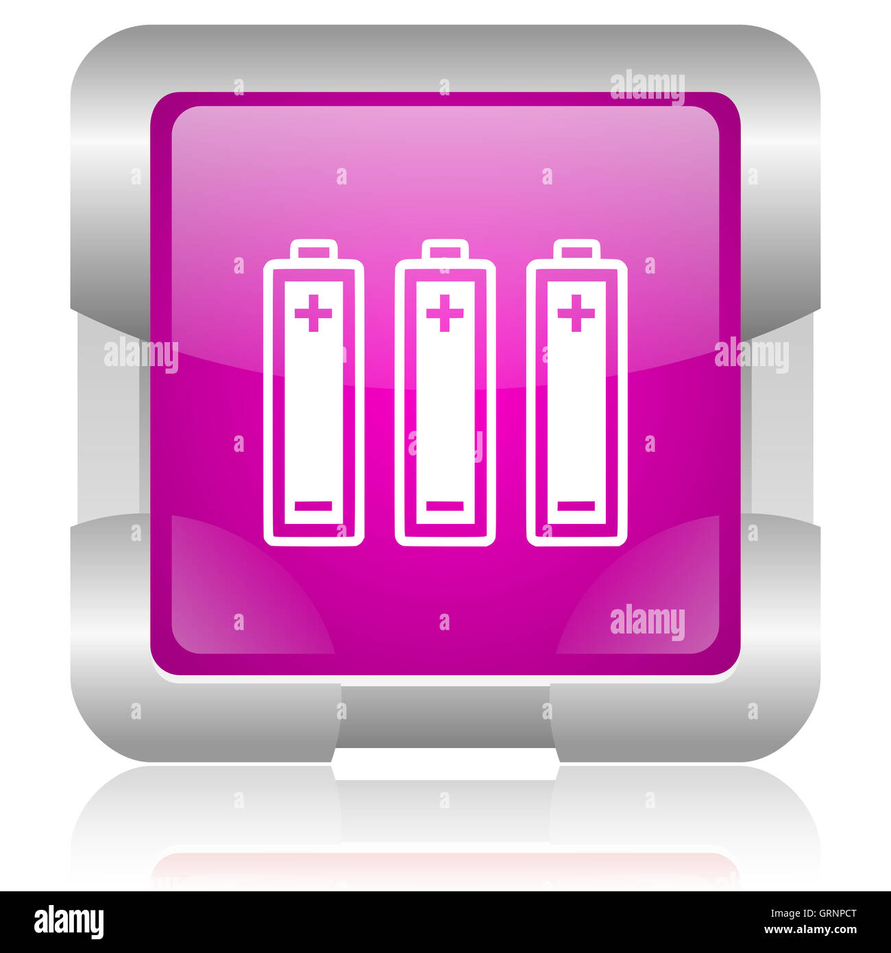 batteries pink square web glossy icon Stock Photo - Alamy