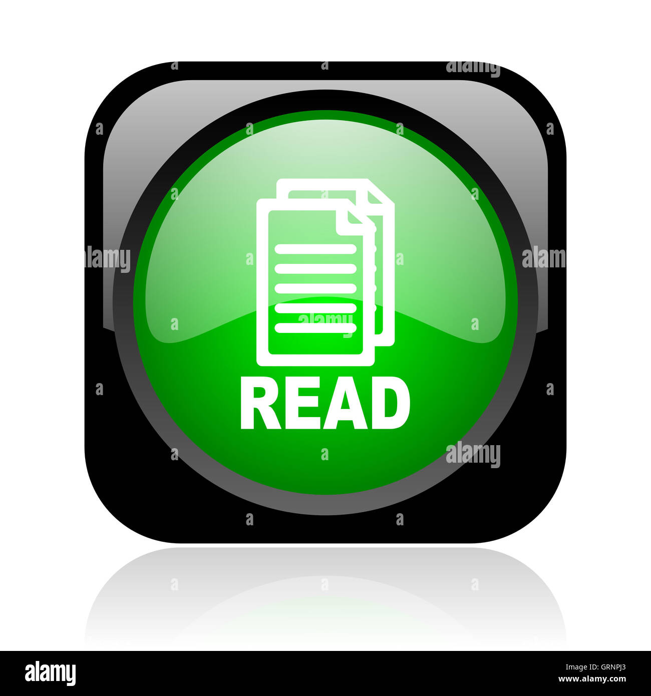 read black and green square web glossy icon Stock Photo - Alamy