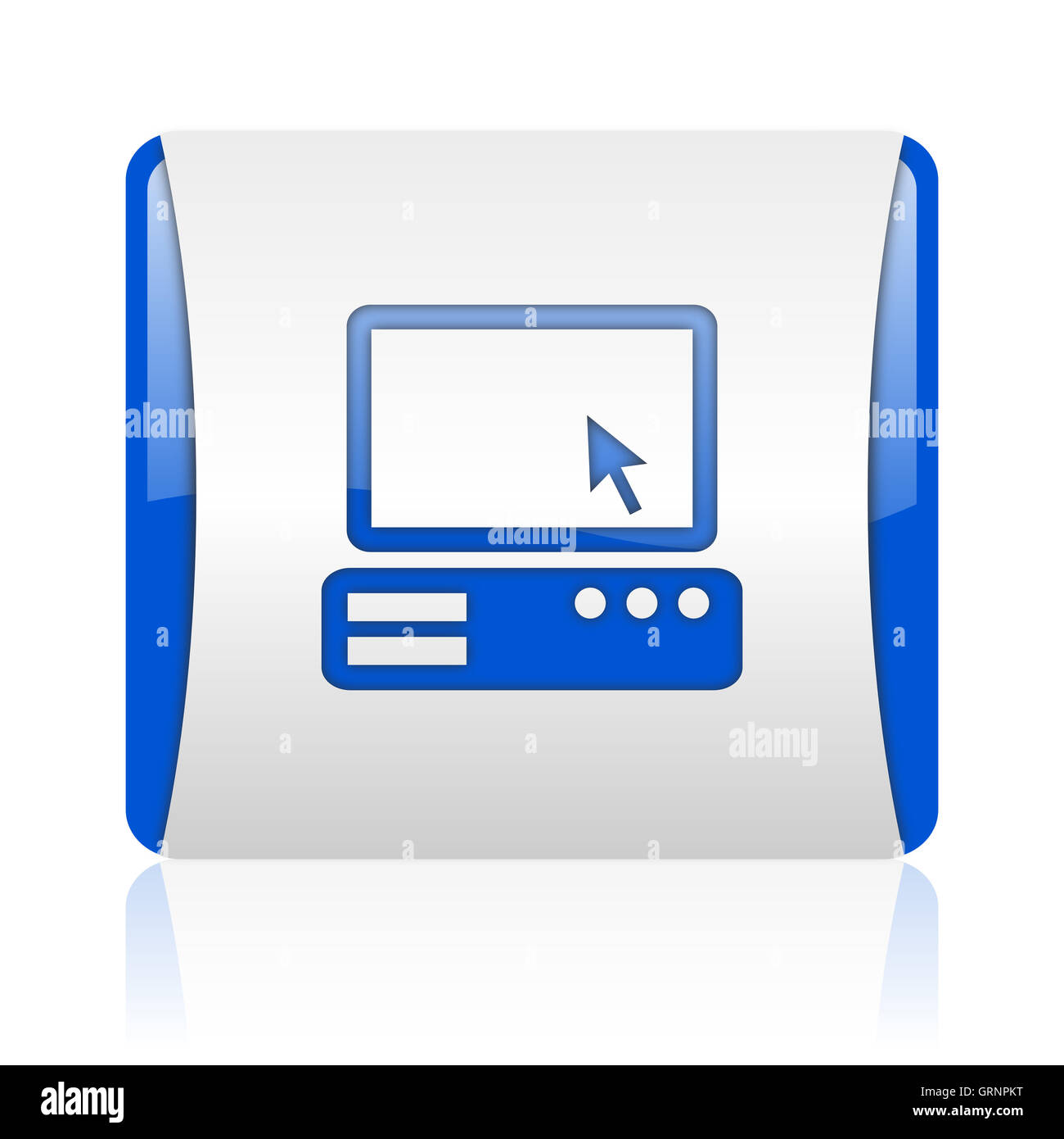 pc blue square web glossy icon Stock Photo - Alamy