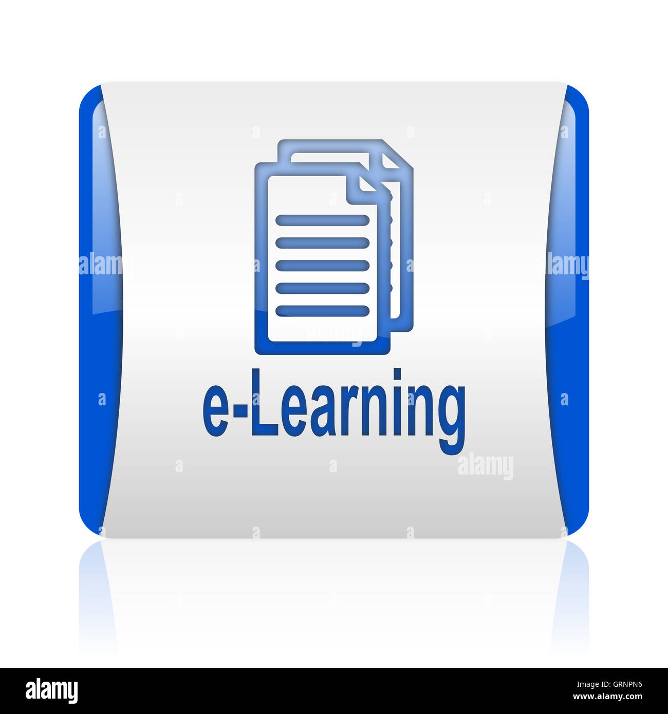 e-learning blue square web glossy icon Stock Photo - Alamy
