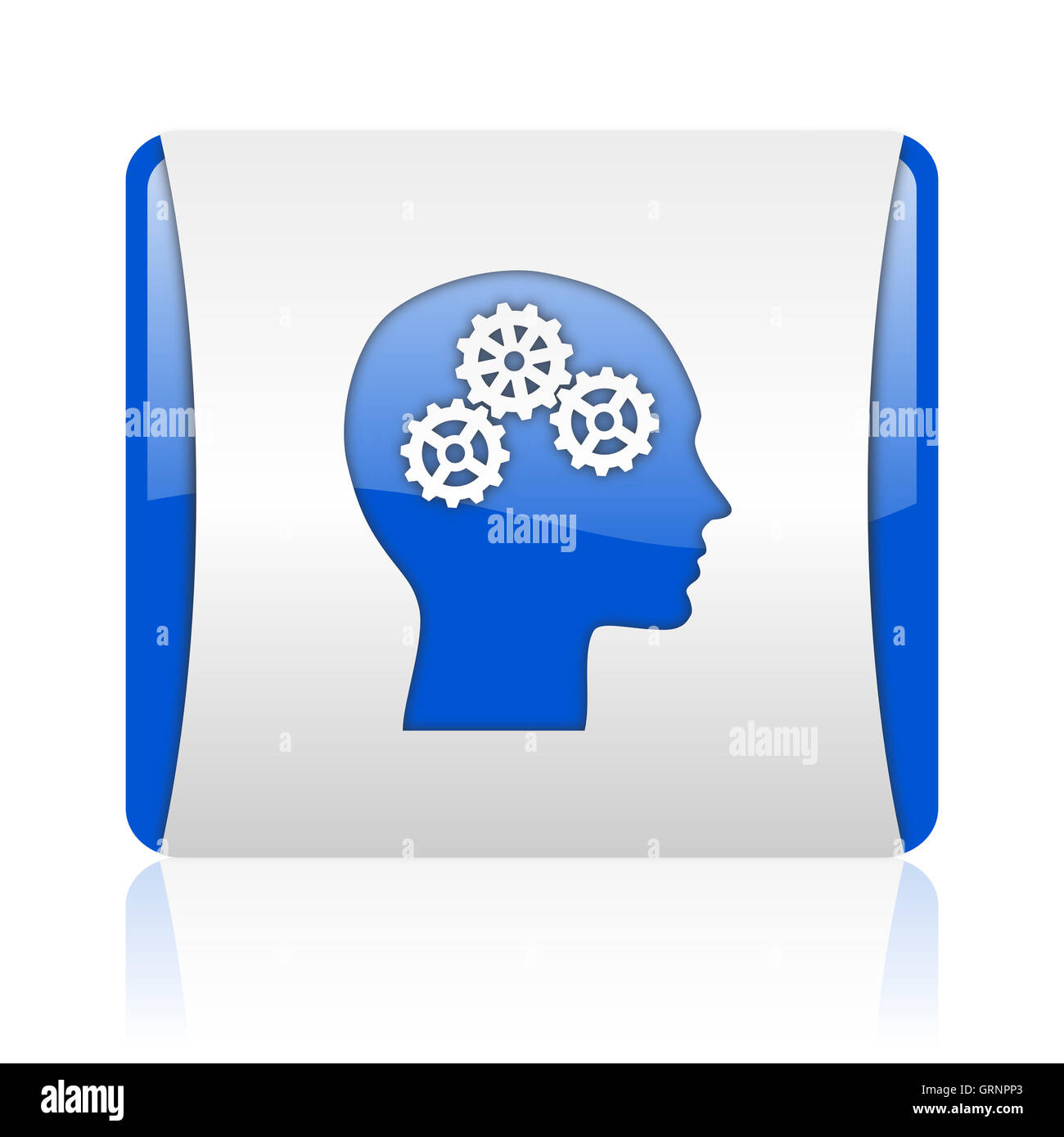 head blue square web glossy icon Stock Photo - Alamy