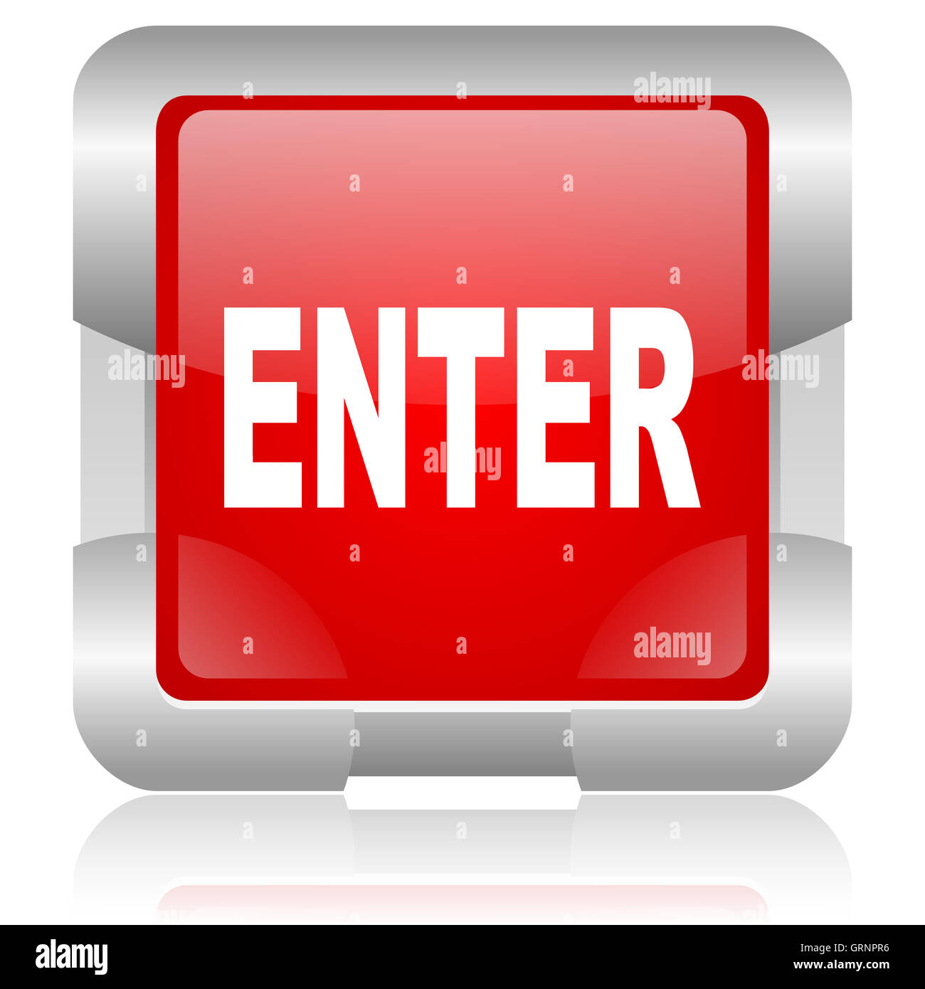 enter red square web glossy icon Stock Photo - Alamy