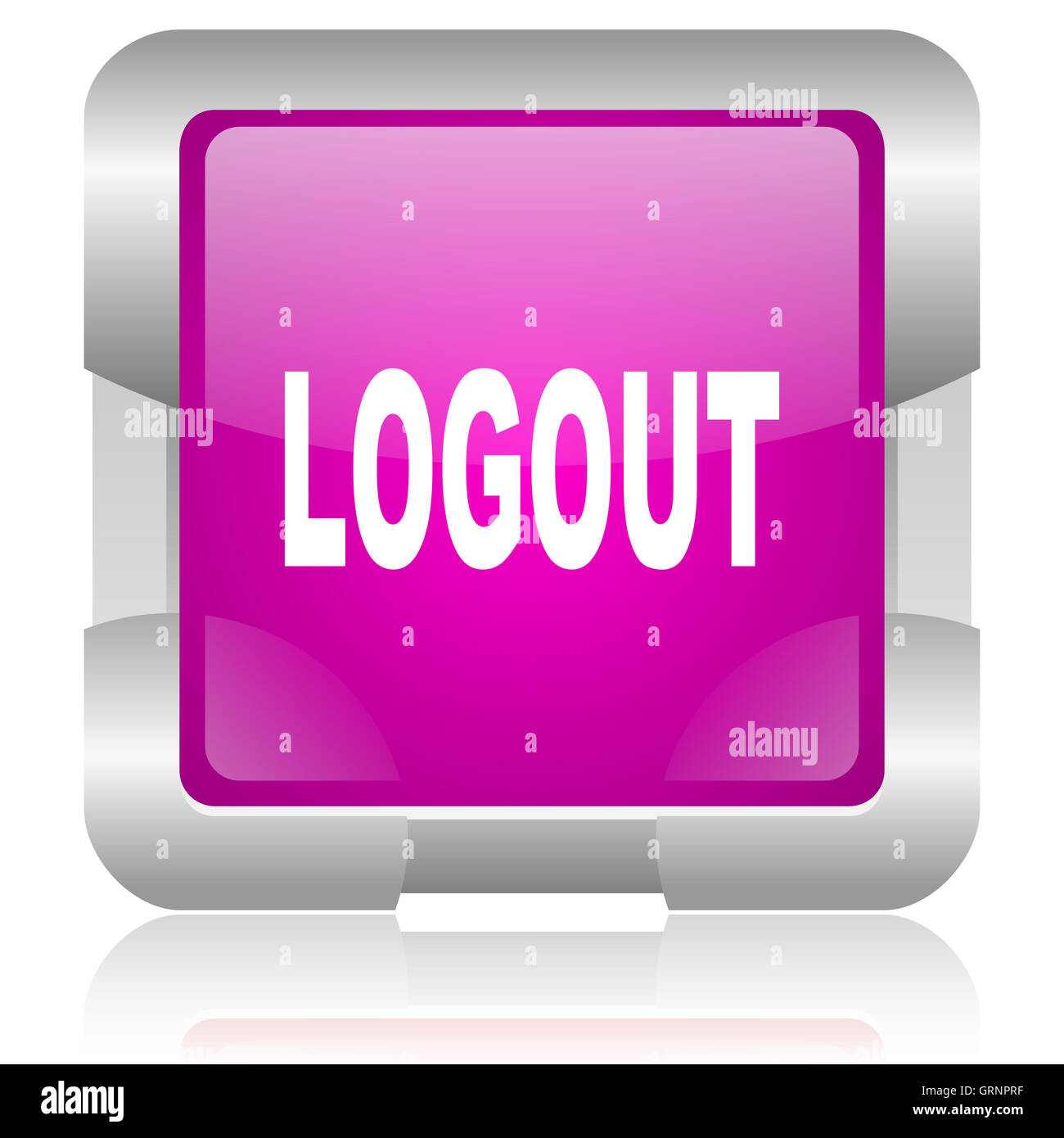 logout pink square web glossy icon Stock Photo - Alamy