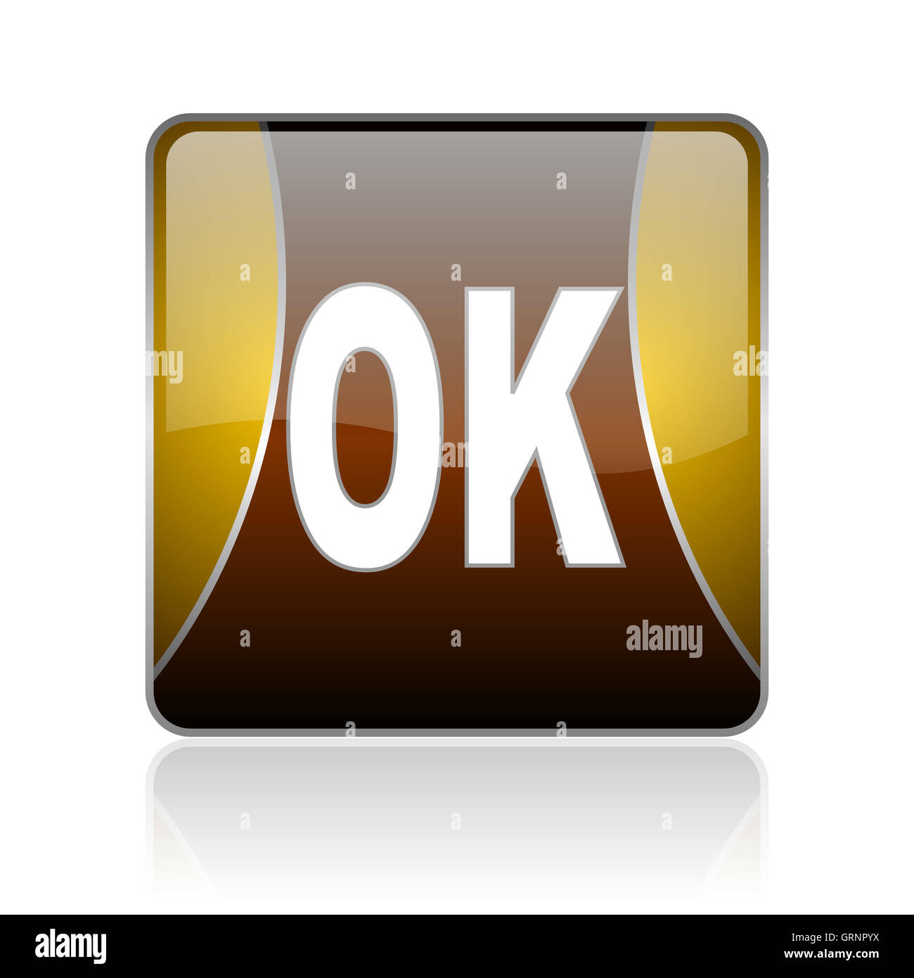 ok golden square web glossy icon Stock Photo - Alamy