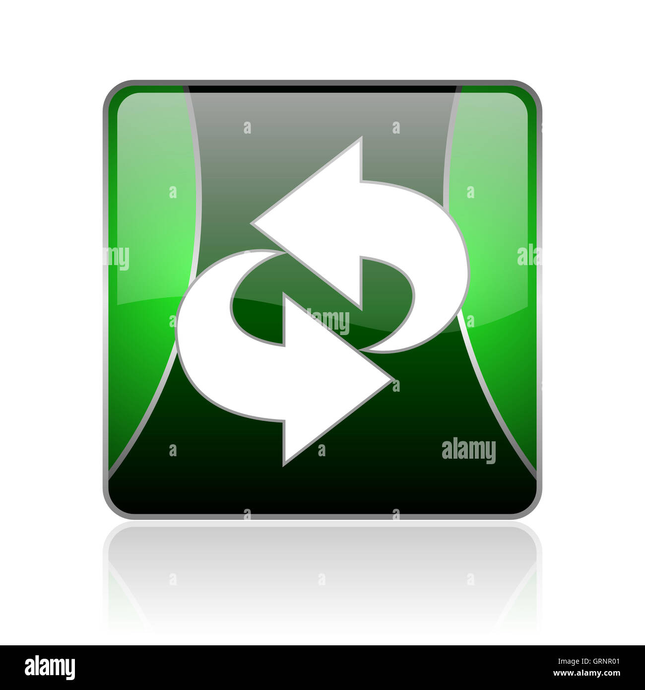 rotate black and green square web glossy icon Stock Photo - Alamy