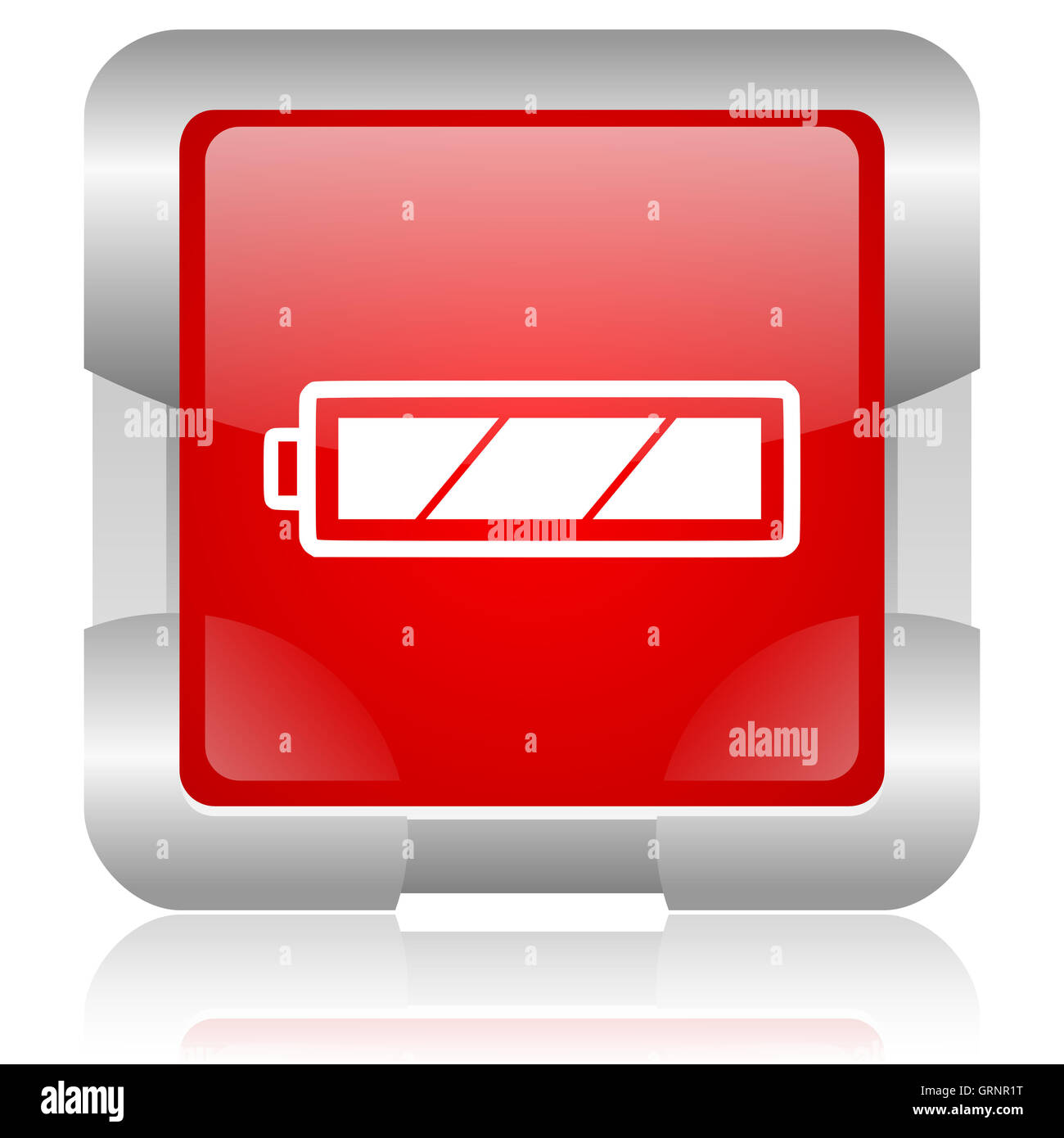 battery red square web glossy icon Stock Photo - Alamy