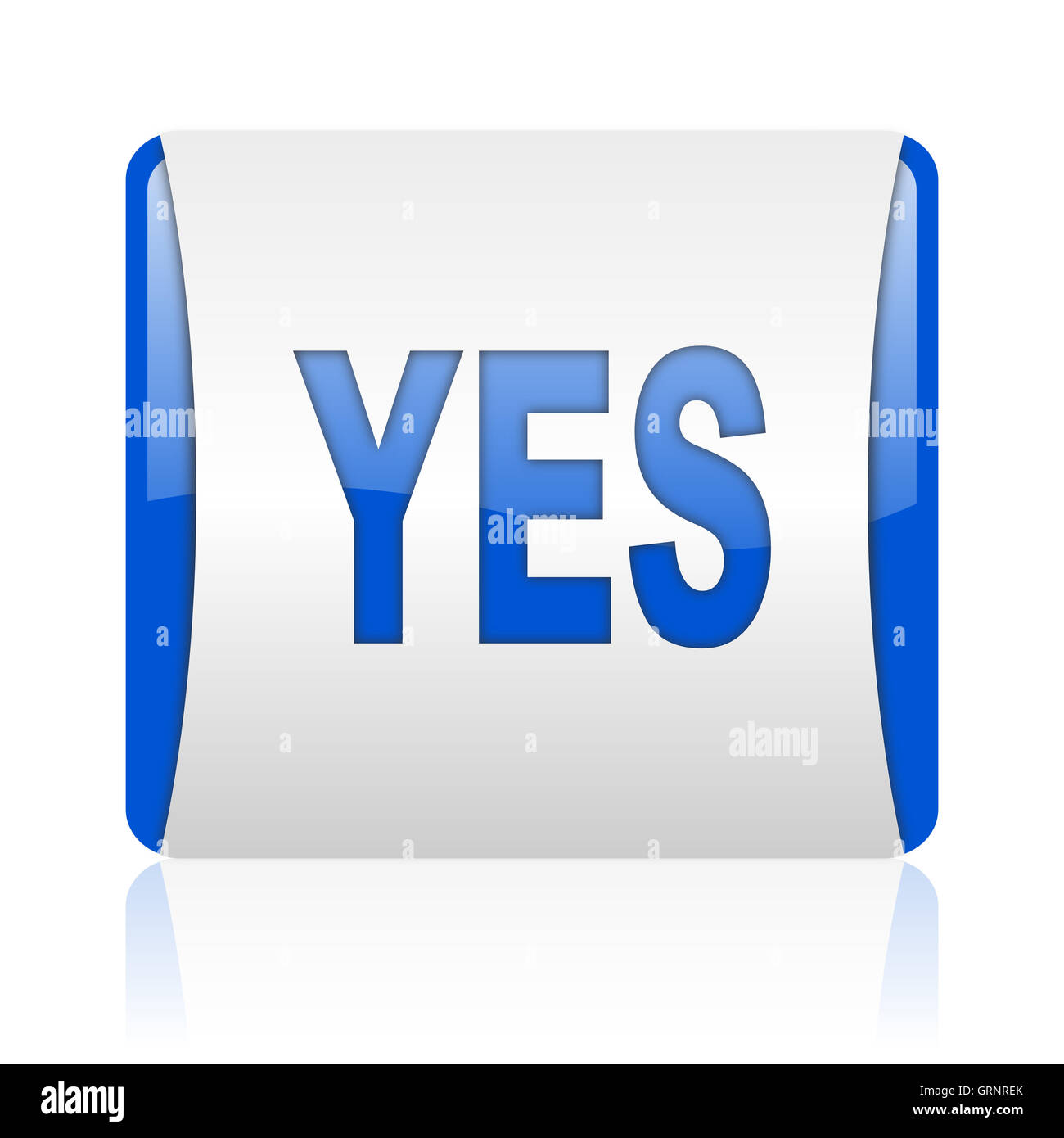 yes blue square web glossy icon Stock Photo - Alamy