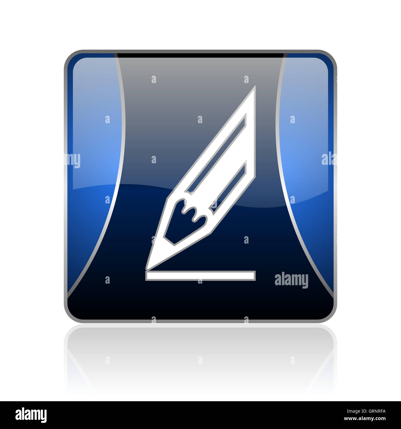 draw blue square web glossy icon Stock Photo - Alamy