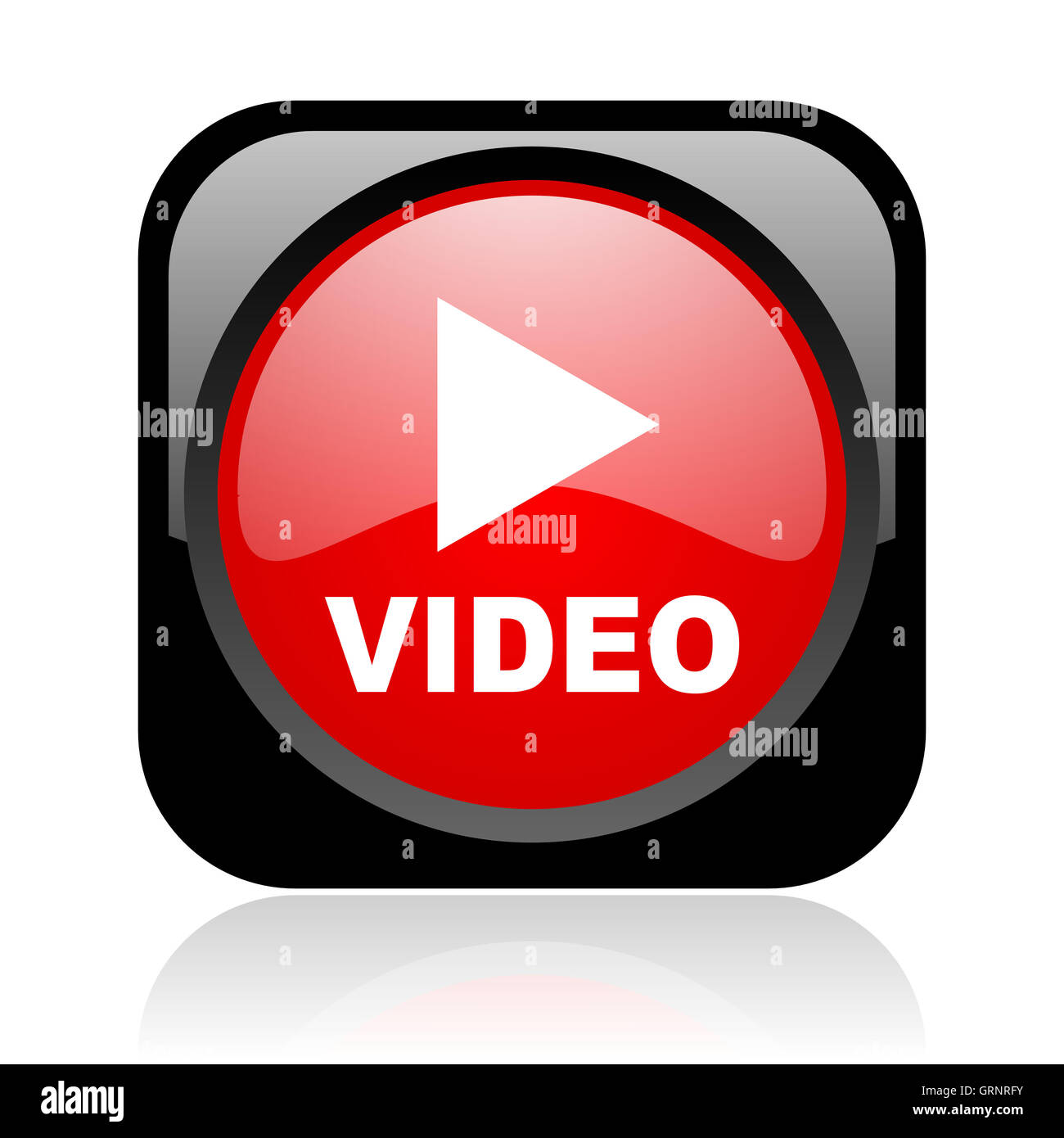 video black and red square web glossy icon Stock Photo - Alamy