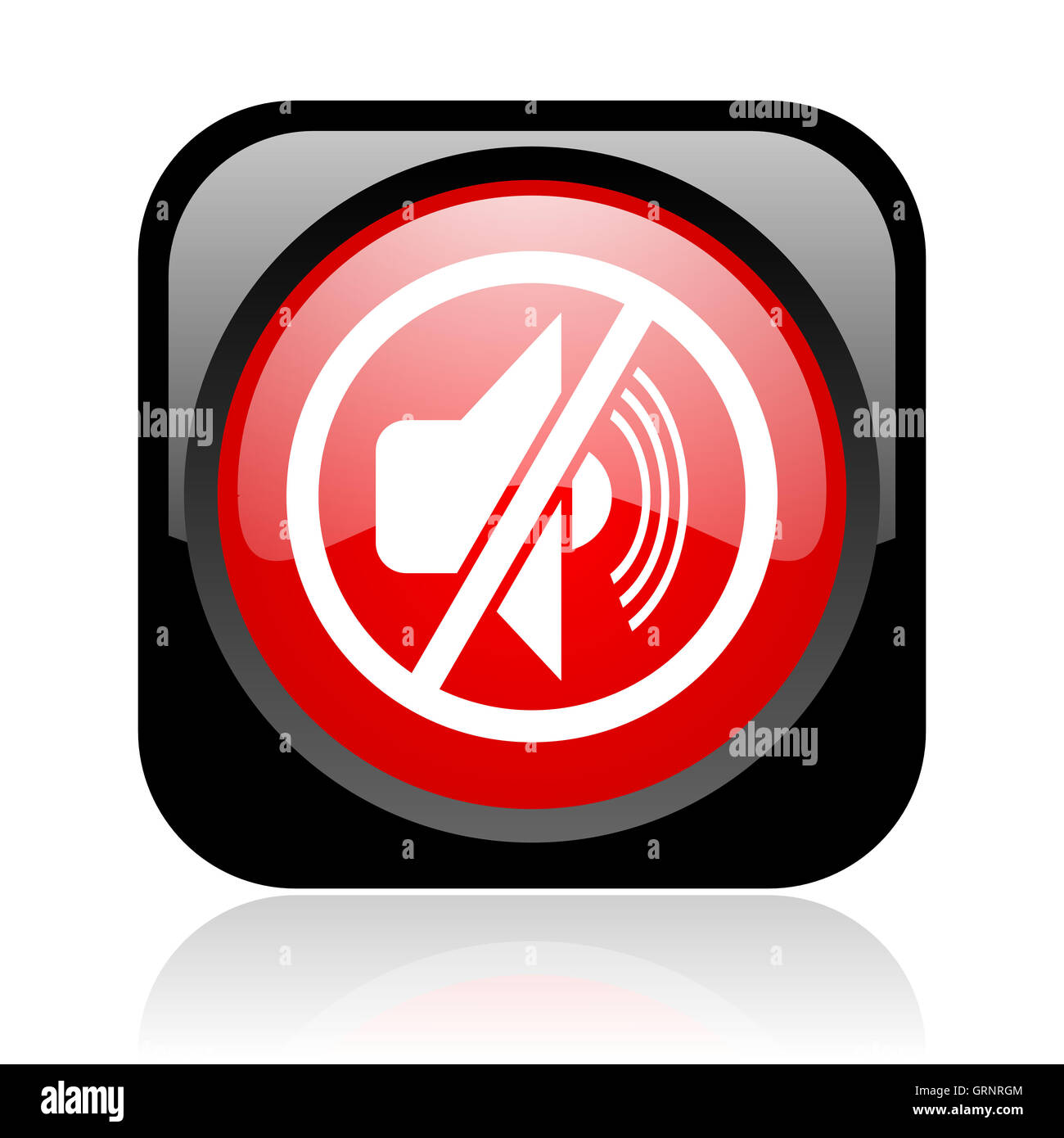 mute black and red square web glossy icon Stock Photo - Alamy