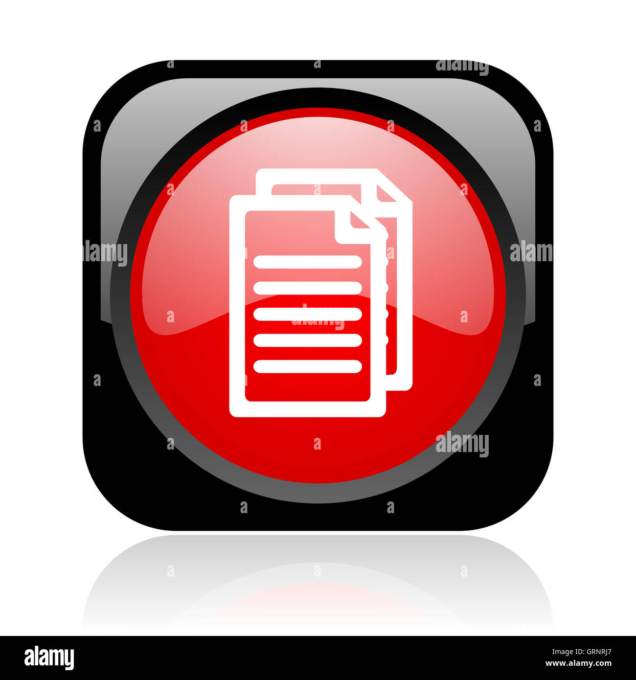 document black and red square web glossy icon Stock Photo - Alamy