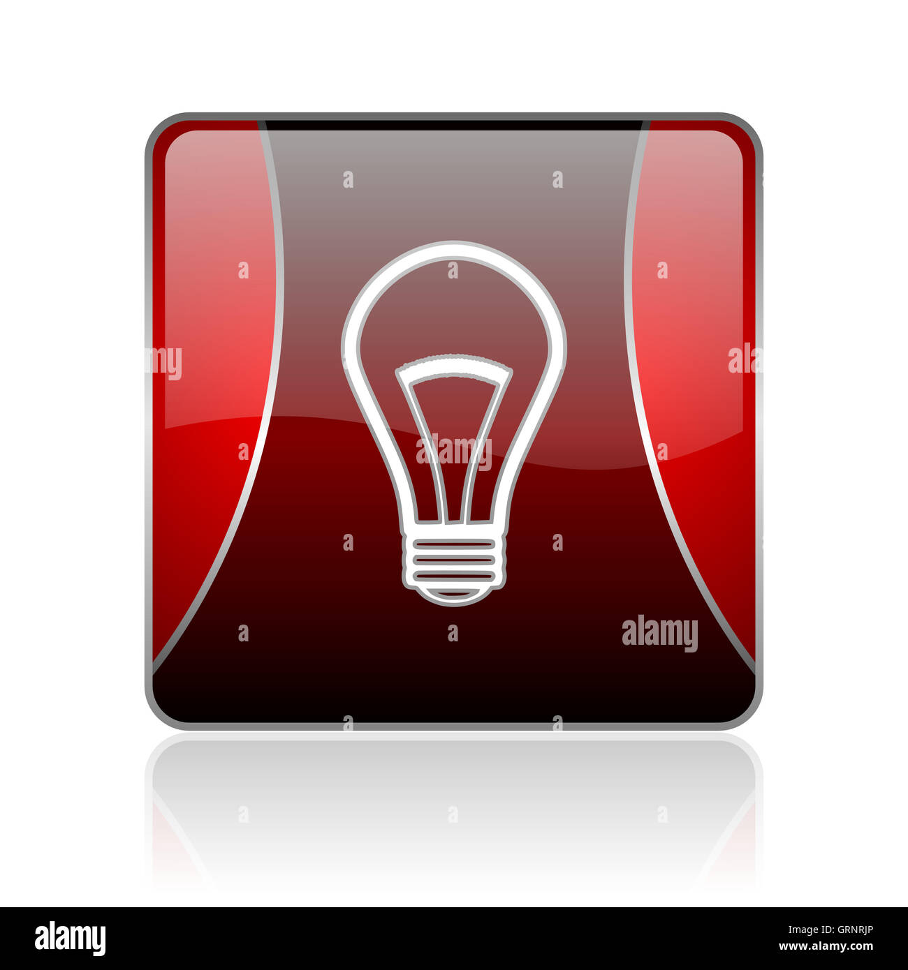 light bulb red square web glossy icon Stock Photo - Alamy