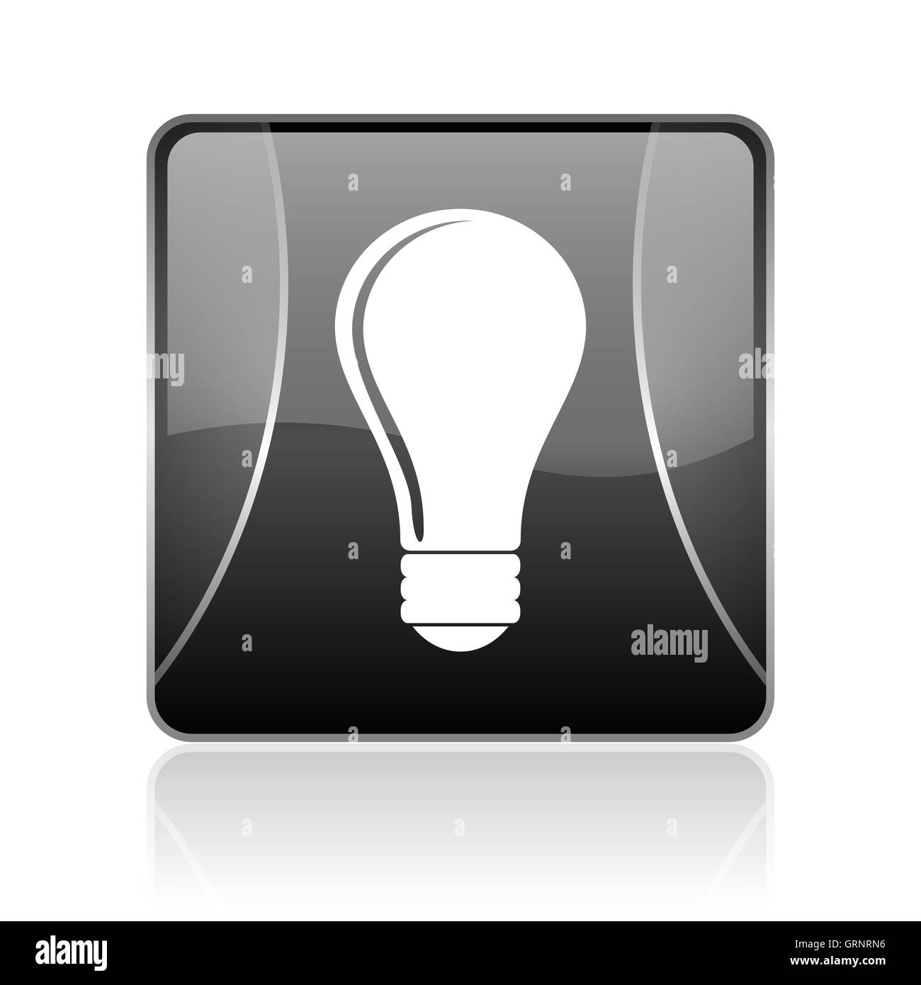 light bulb black square web glossy icon Stock Photo - Alamy