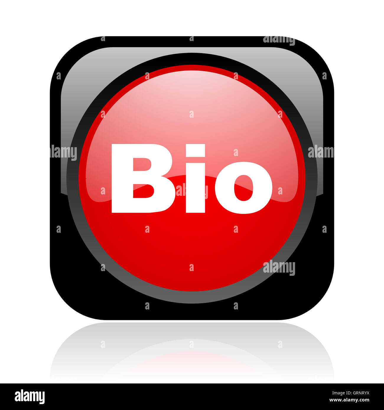 bio black and red square web glossy icon Stock Photo - Alamy
