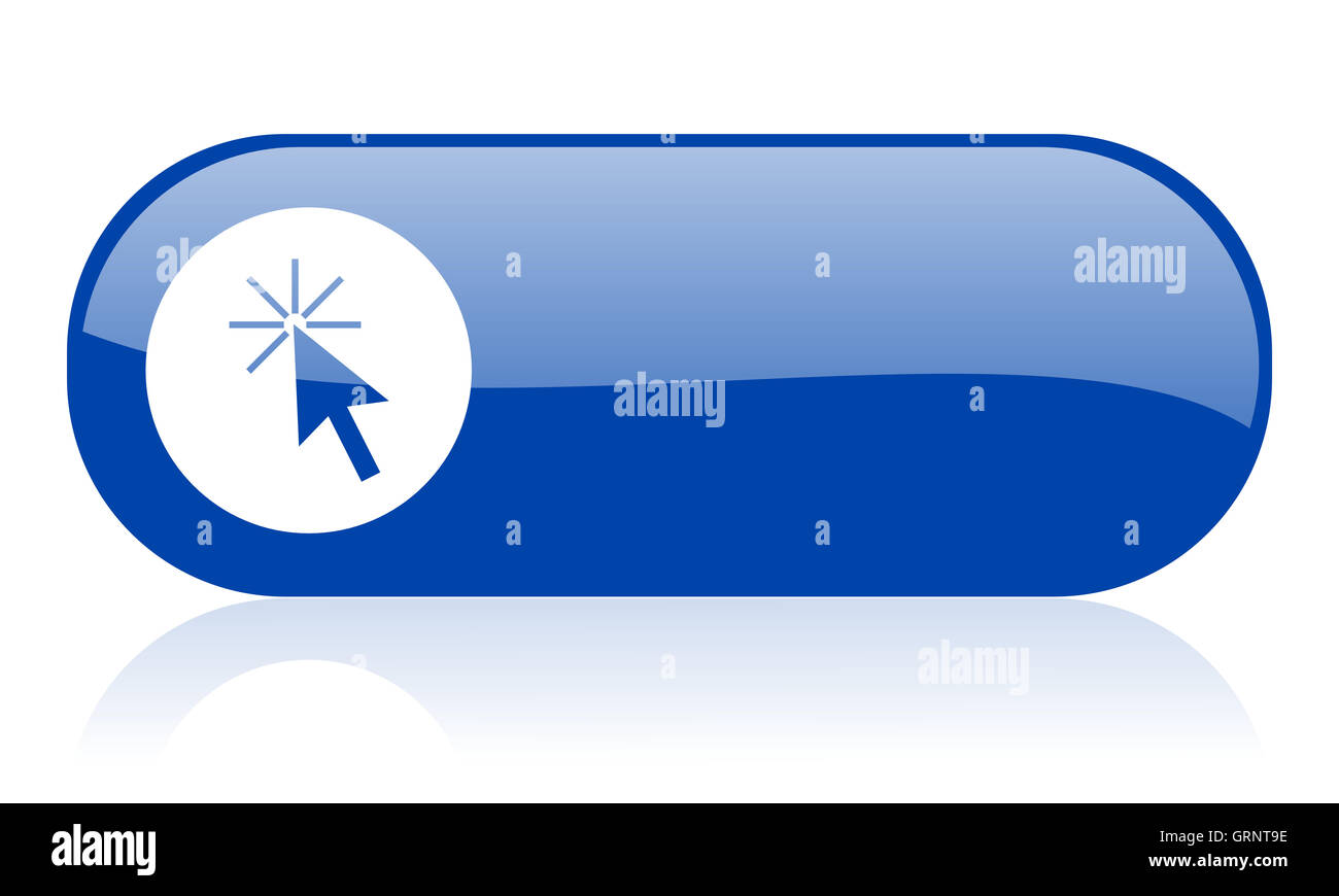 click here blue web glossy icon Stock Photo - Alamy