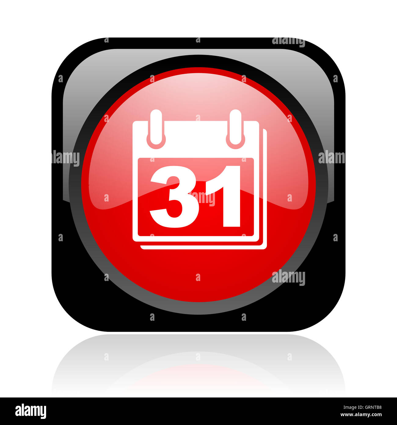 calendar black and red square web glossy icon Stock Photo - Alamy