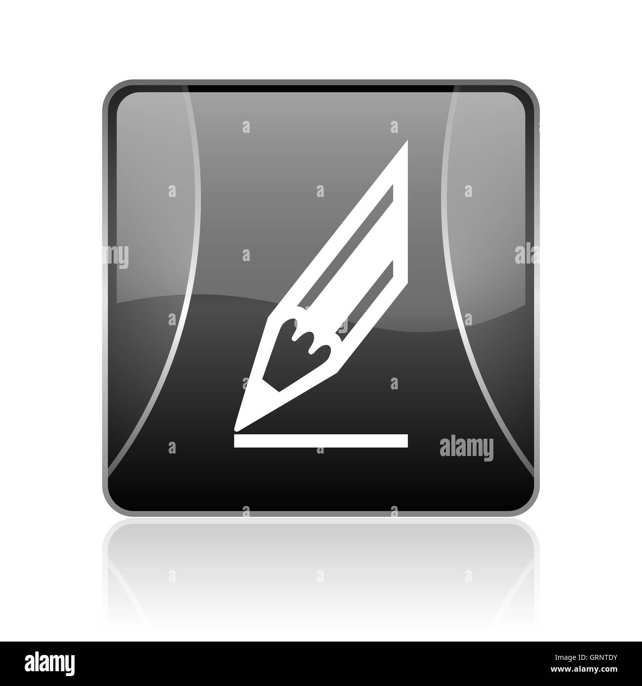 draw black square web glossy icon Stock Photo - Alamy