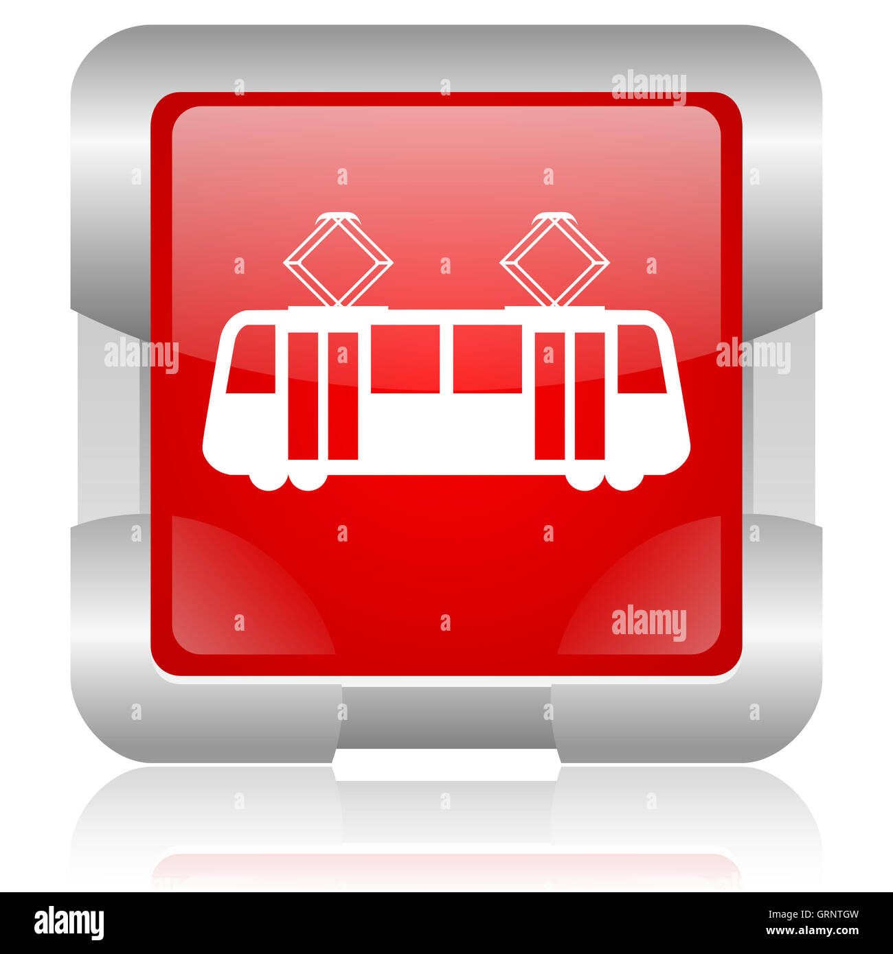 tram red square web glossy icon Stock Photo - Alamy