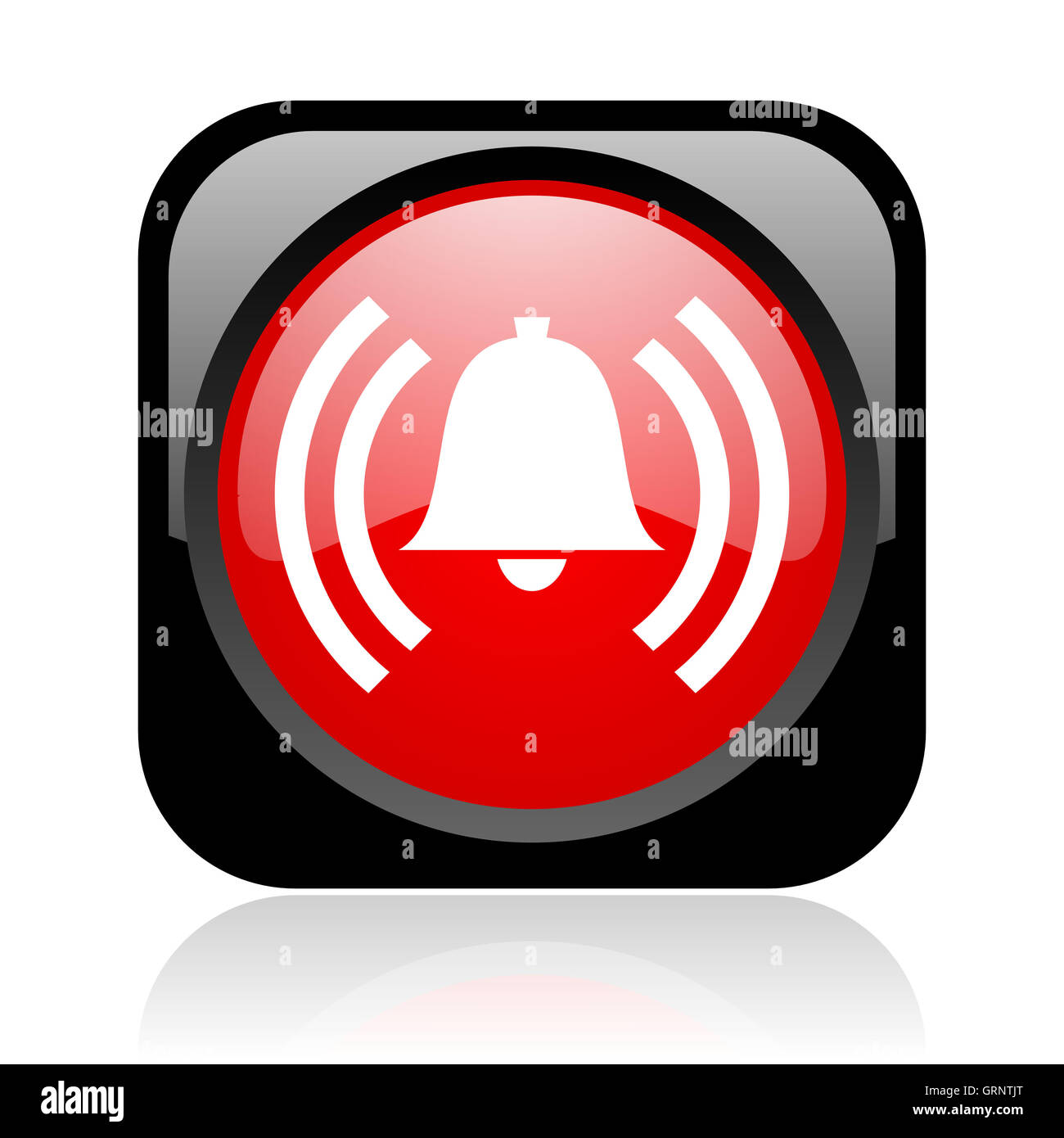 alarm black and red square web glossy icon Stock Photo - Alamy