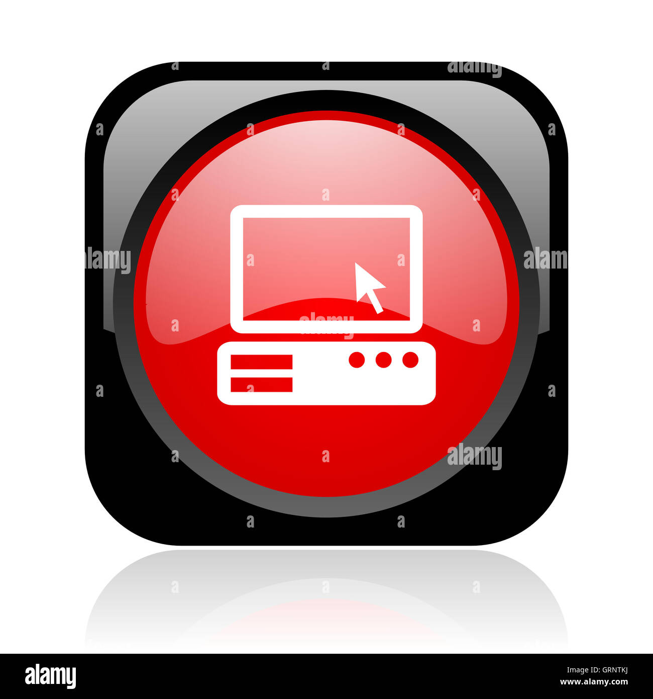 pc black and red square web glossy icon Stock Photo - Alamy