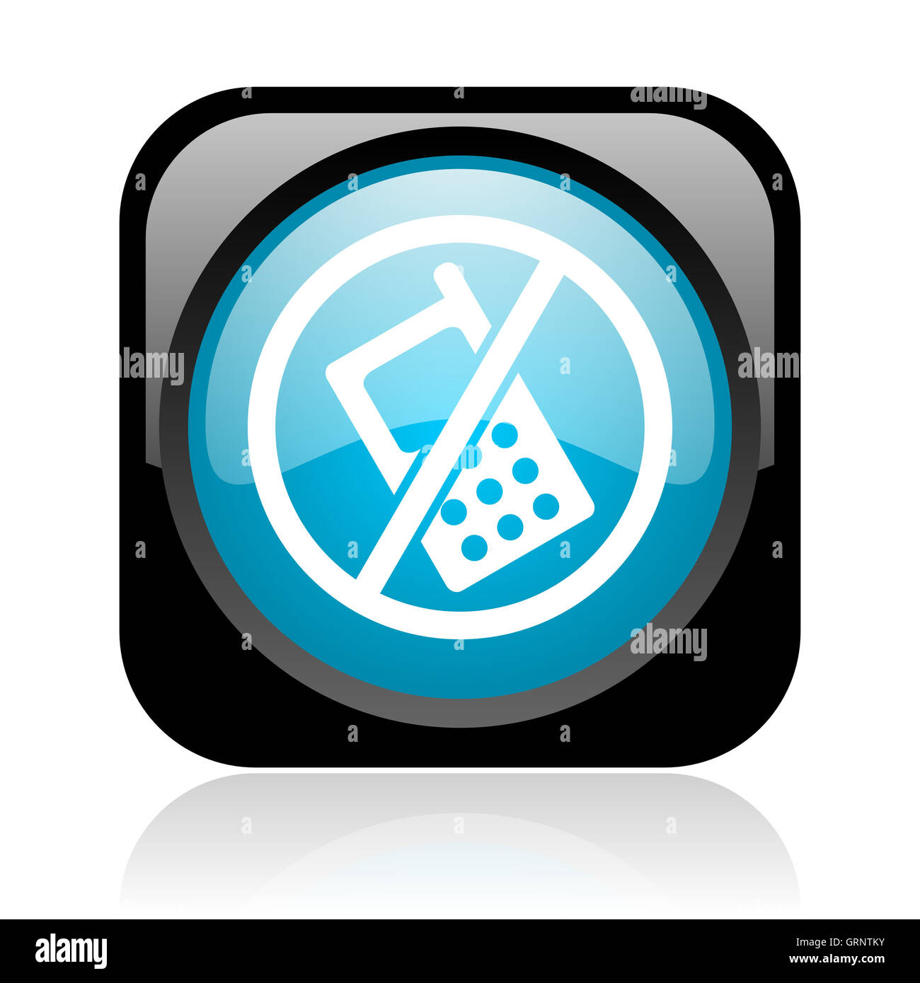 no phones black and blue square web glossy icon Stock Photo - Alamy