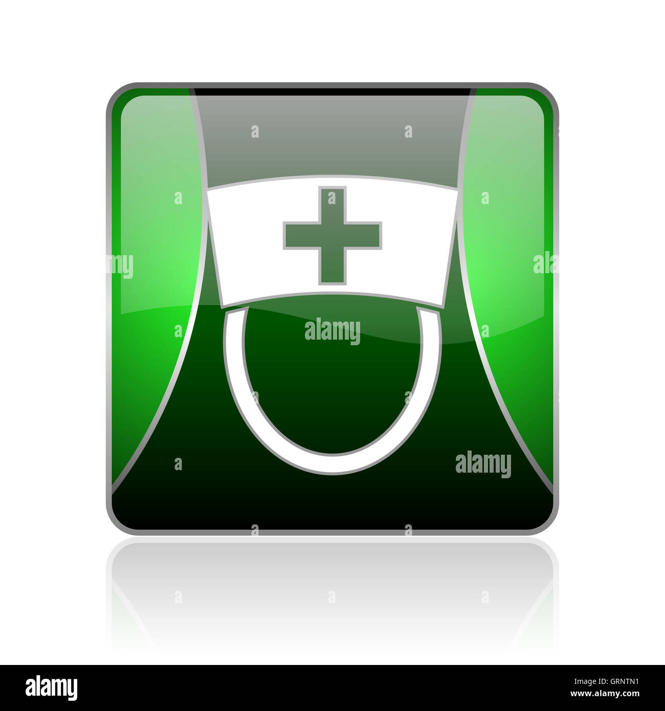 nurse black and green square web glossy icon Stock Photo - Alamy